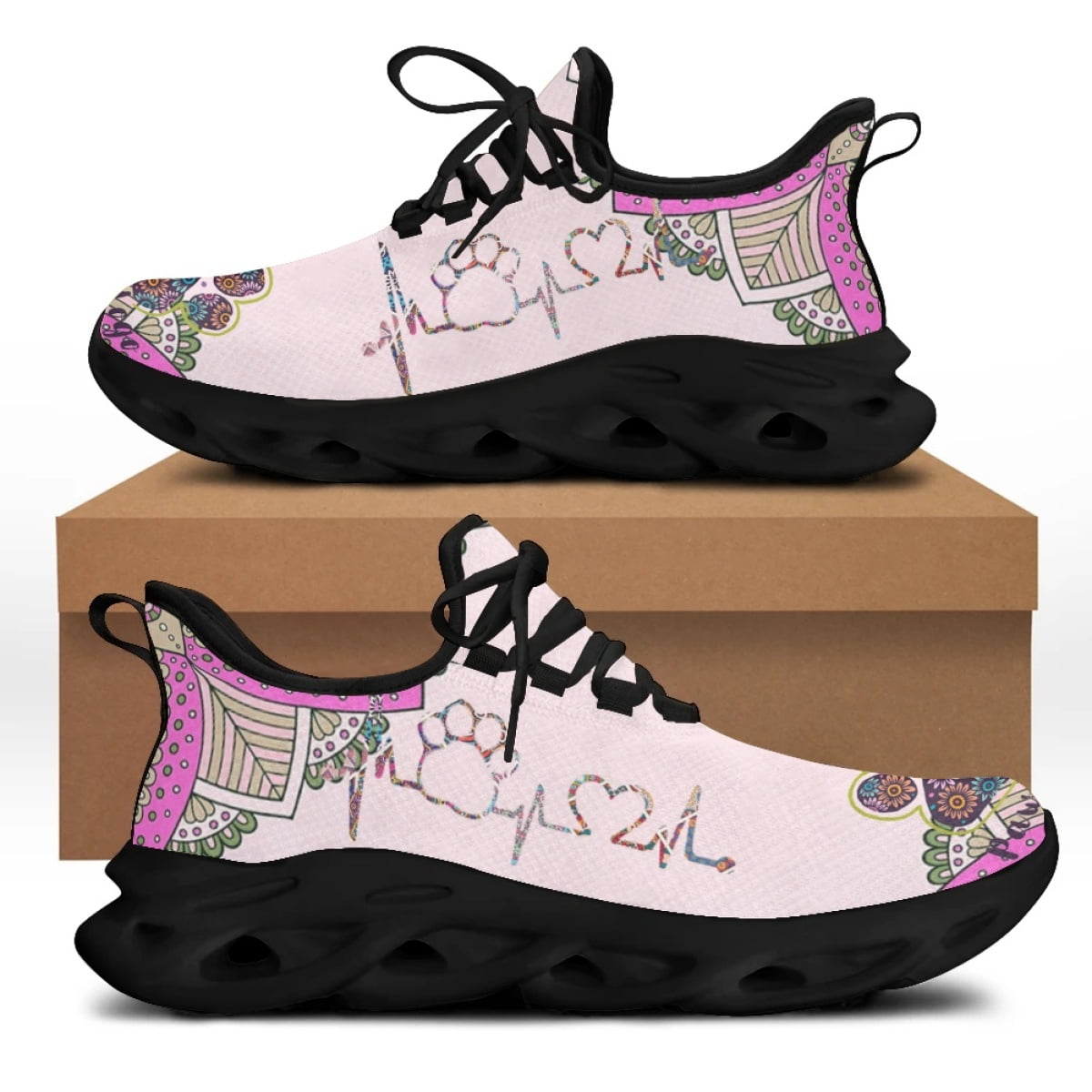 Hot Dog Lifeline Print Women Sneakers White Black Bottom Cute Color ...