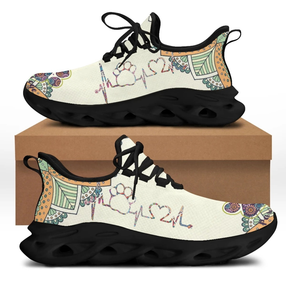 Hot Dog Lifeline Print Women Sneakers White Black Bottom Cute Color ...