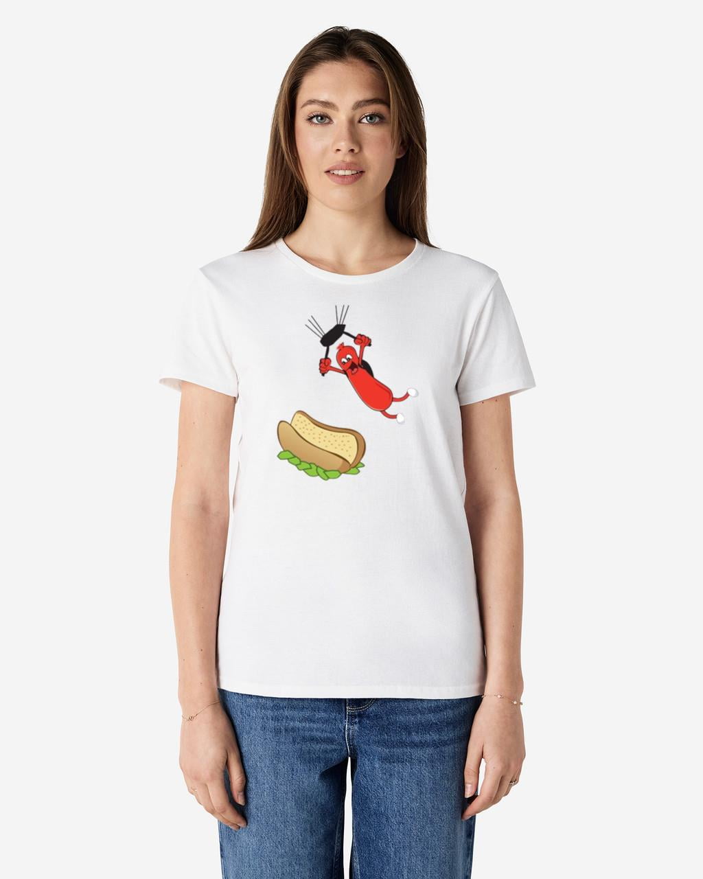 Hot Dog Parachute Landing Into Buns Ketchup Mustard t-shirt - Walmart.com