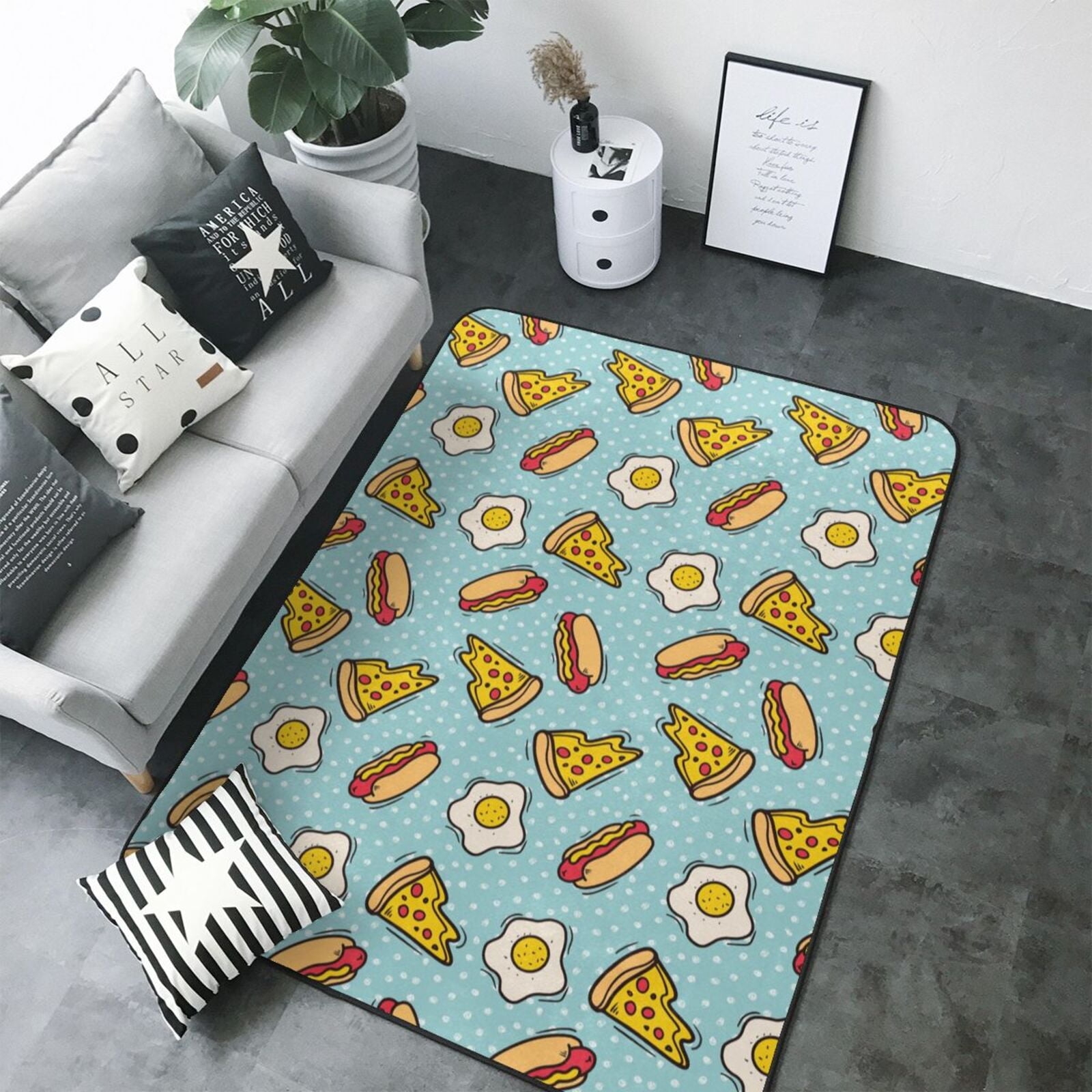 Hot Dog Pizza Area Rugs for Living Room Bedroom, 5x7 Soft Throw ...