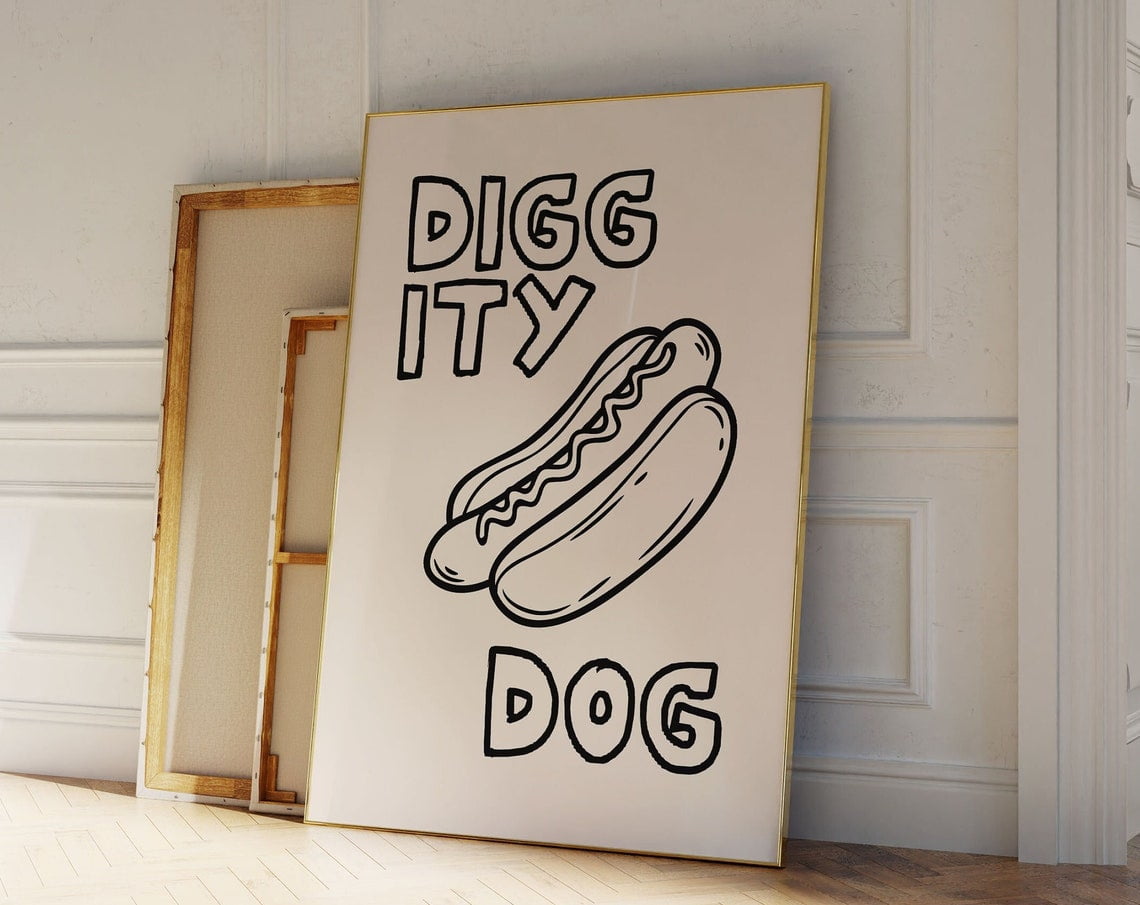 Hot Dog Poster Food Print Trendy Kitchen Art Minimalistic Kitchen Print ...
