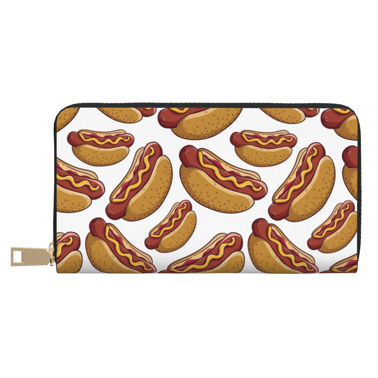 Hot Dog Print No.903 Wallet Women, Leather Bifold Multi Card Wallet ...