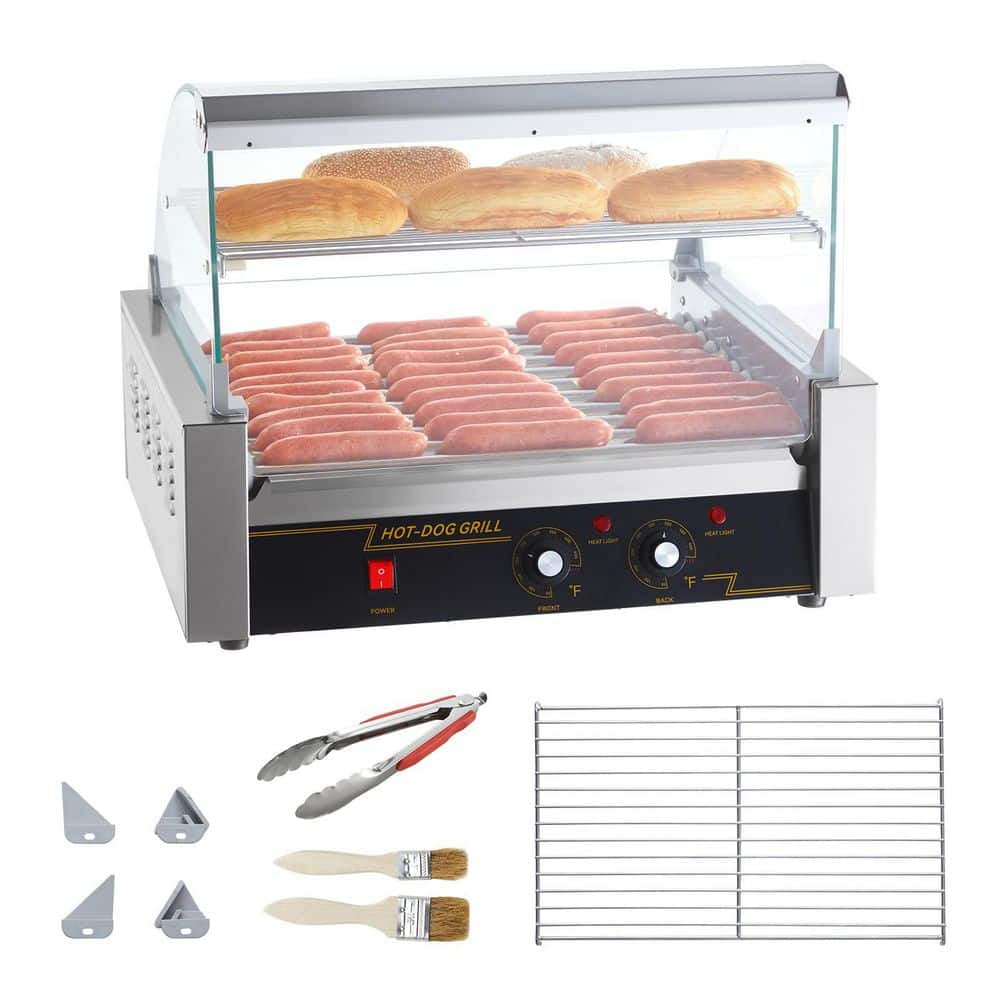 Hot Dog Roller, 11 Rollers 30 Hot Dogs Capacity, 1650 W Stainless ...