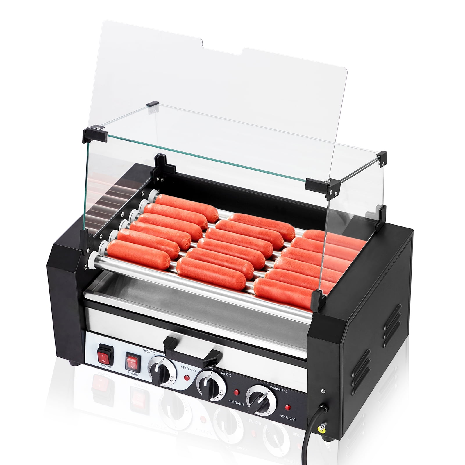 Hot Dog Roller, 7 Rollers 18 Hot Dogs Capacity 1350W Stainless Sausage ...