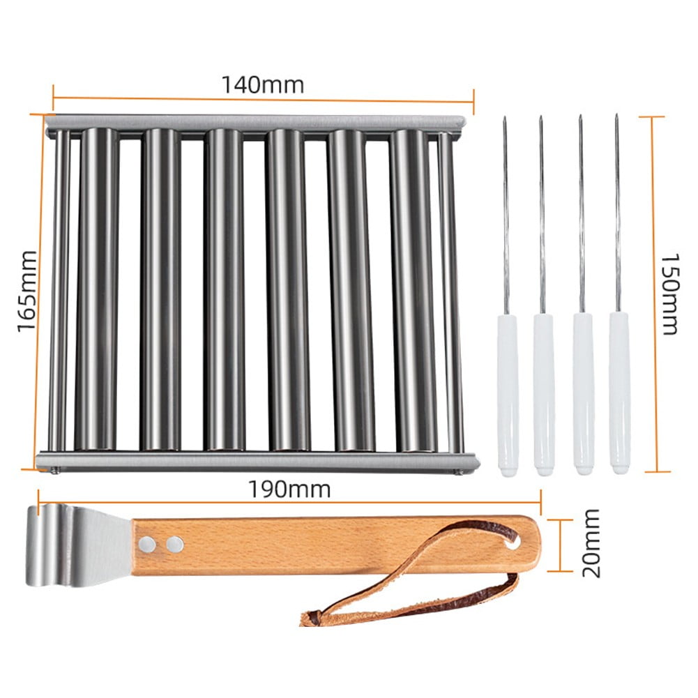 Hot Dog Roller BBQ Roller Rack for Grill Sausage Roller with Long Wood ...