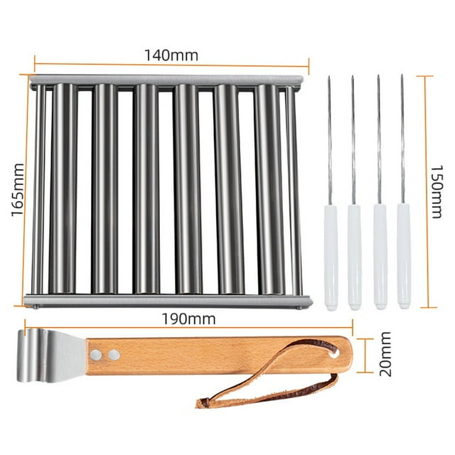 Hot Dog Roller BBQ Roller Rack for Grill Sausage Roller with Long Wood ...