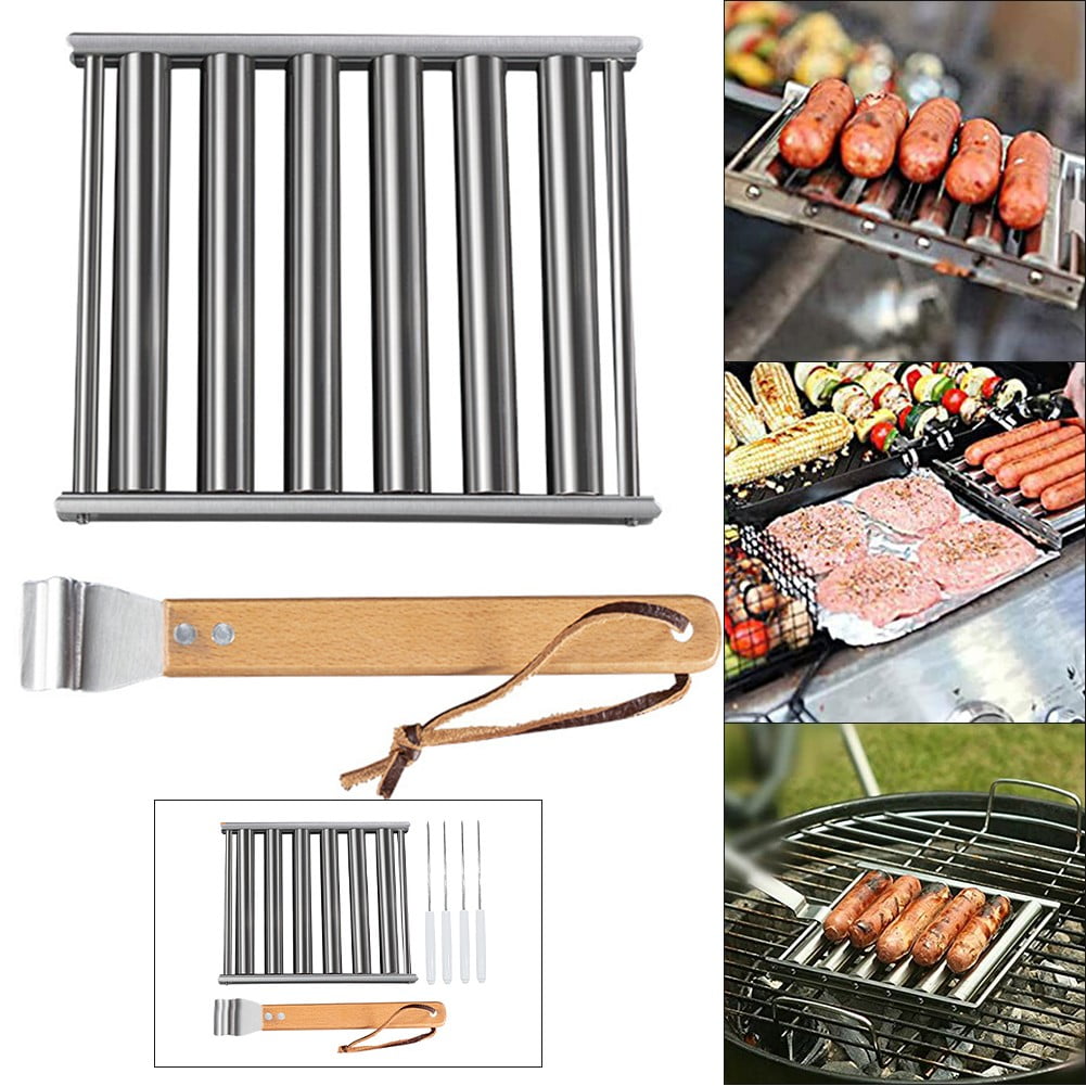 Hot Dog Roller Bbq Roller Rack For Grill Sausage Roller With Long Wood ...