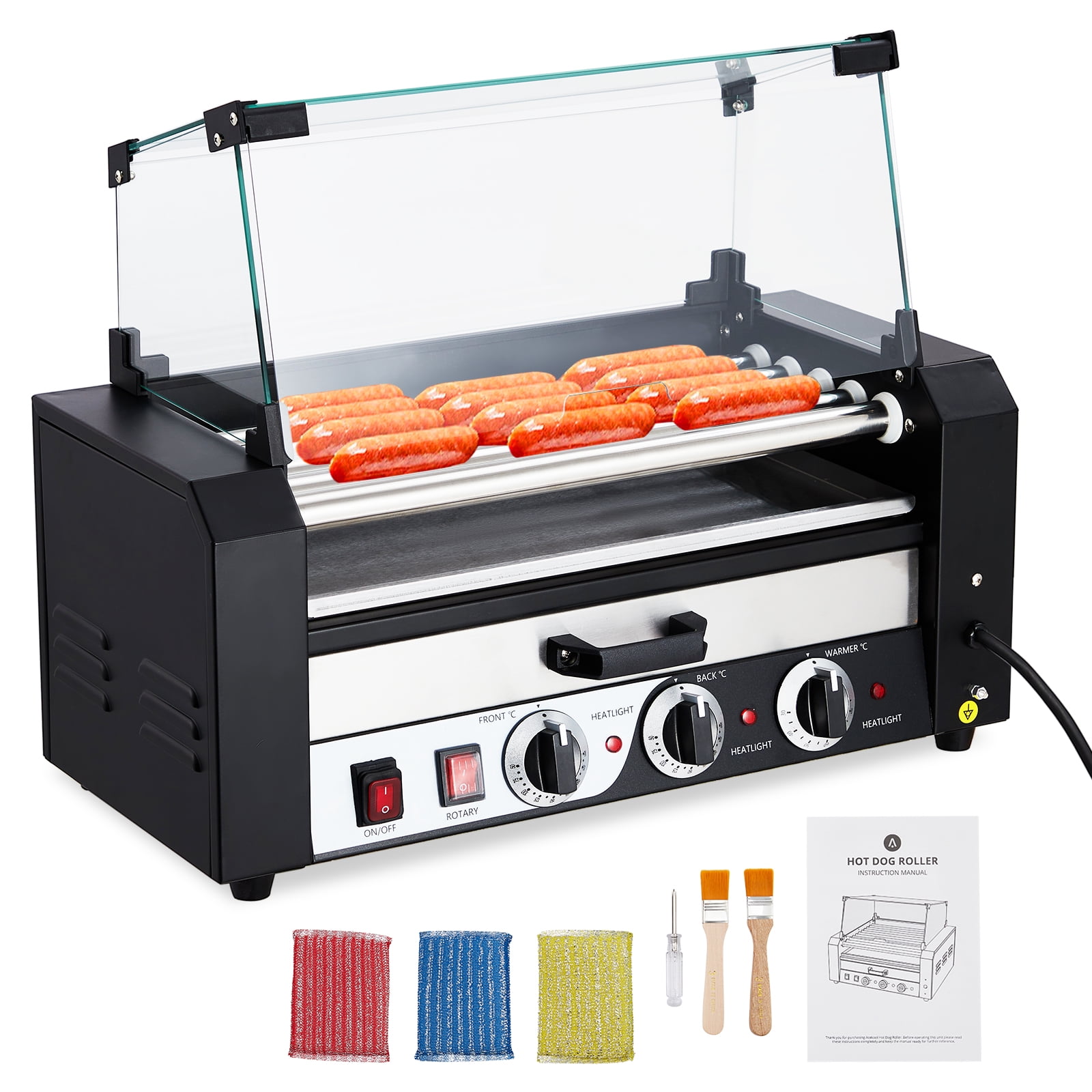 Hot Dog Roller, Electric 12 Hot Dog Capacity 5Roller, 1050W Sausage ...