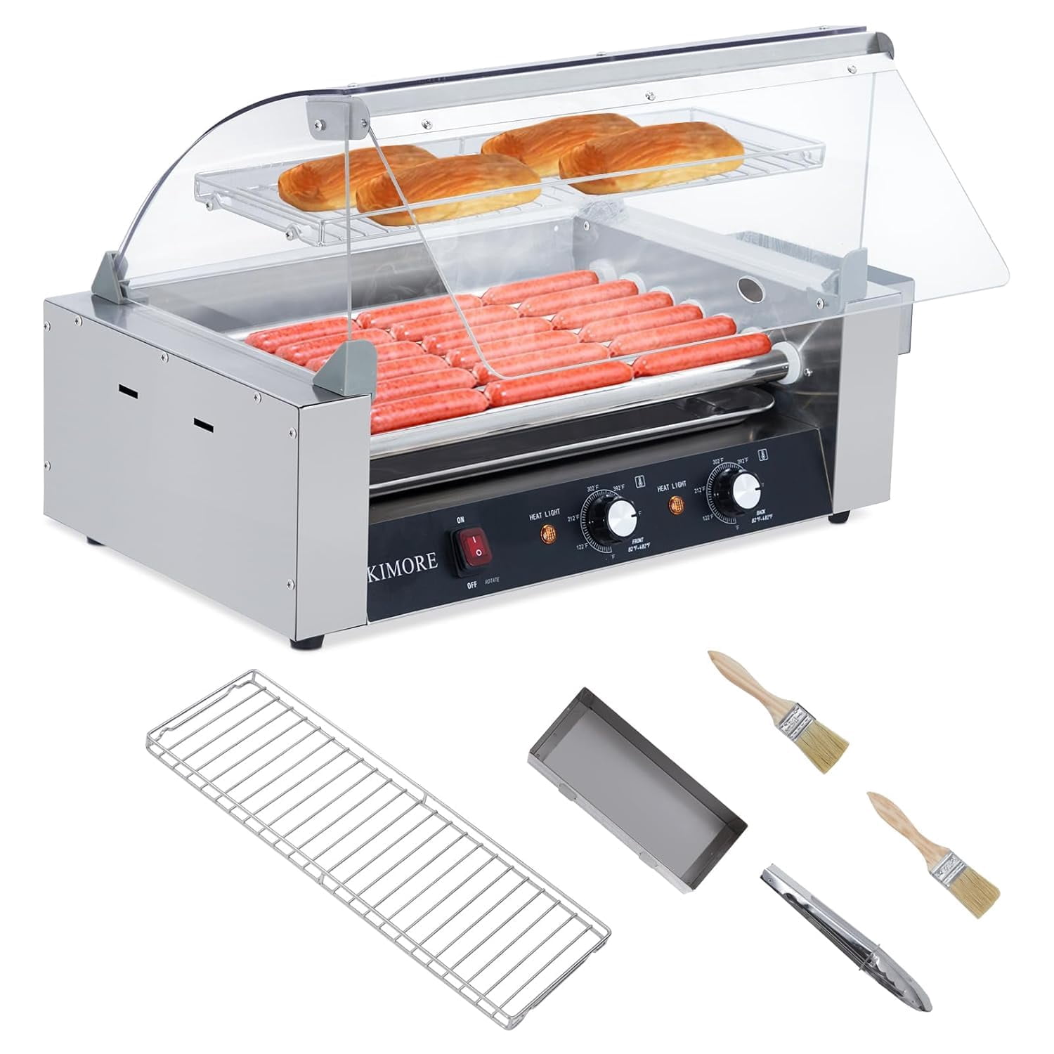 Hot Dog Roller,Stainless Sausage Grill Cooker Machine with Dual Temp ...