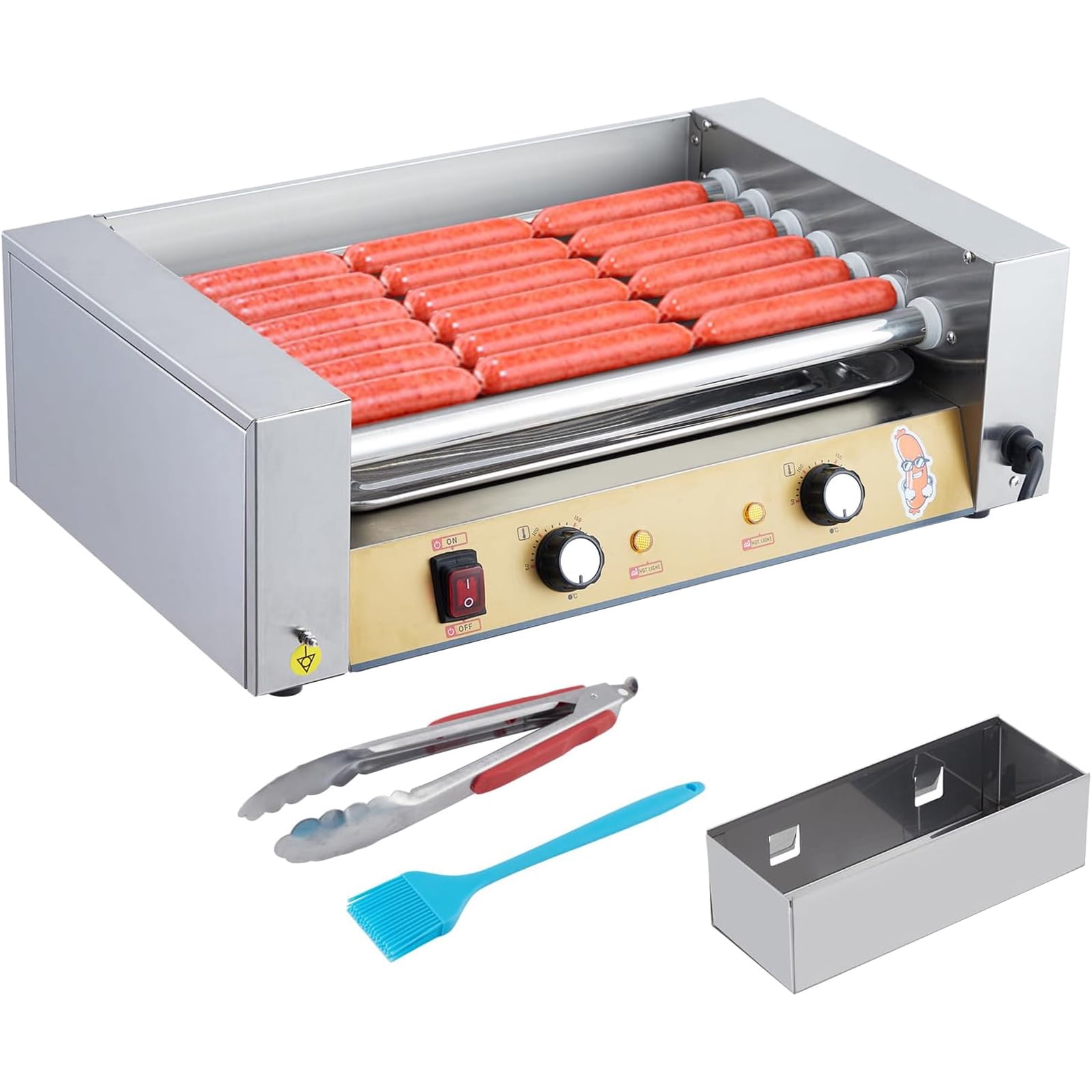 Hot Dog Roller Stainless Steel Sausage Grill Cooker Machine with Dual ...