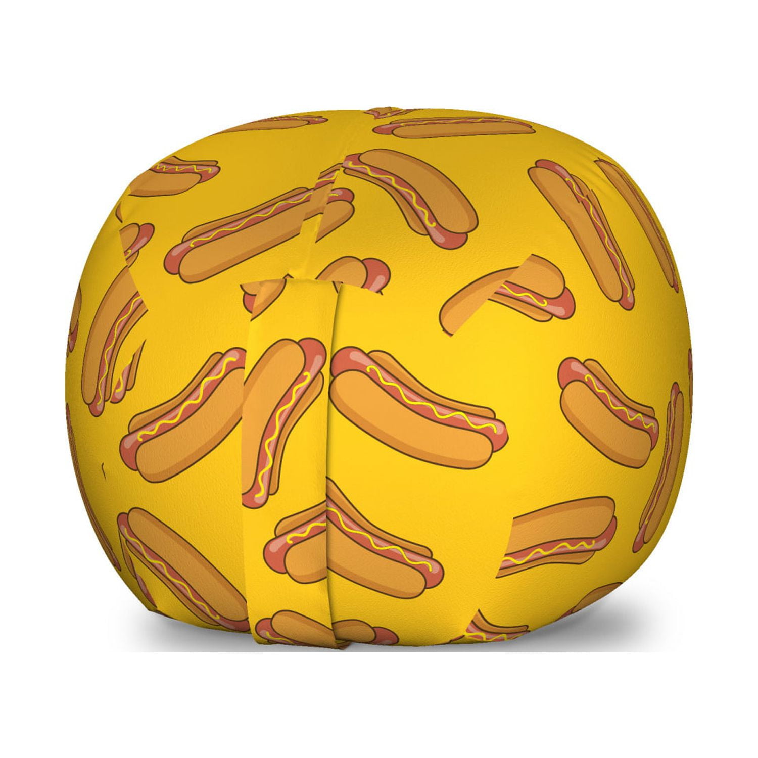 Hot Dog Storage Toy Bag Chair, Simplistic Tasty Food Doodle Pattern ...
