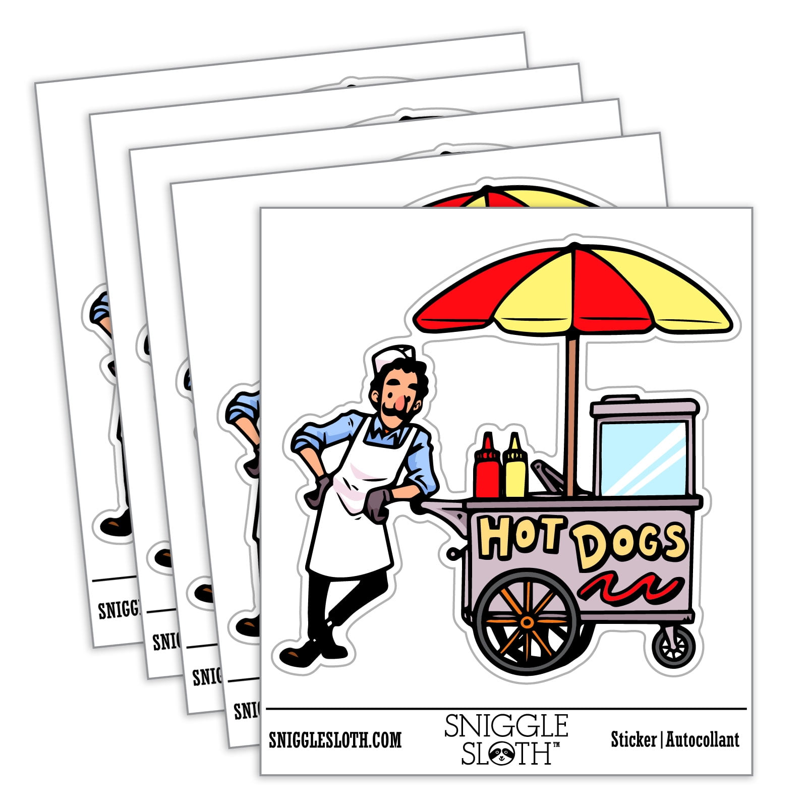 Hot Dog Street Vendor Cart Car Window Bumper Water Bottle Phone Tablet ...