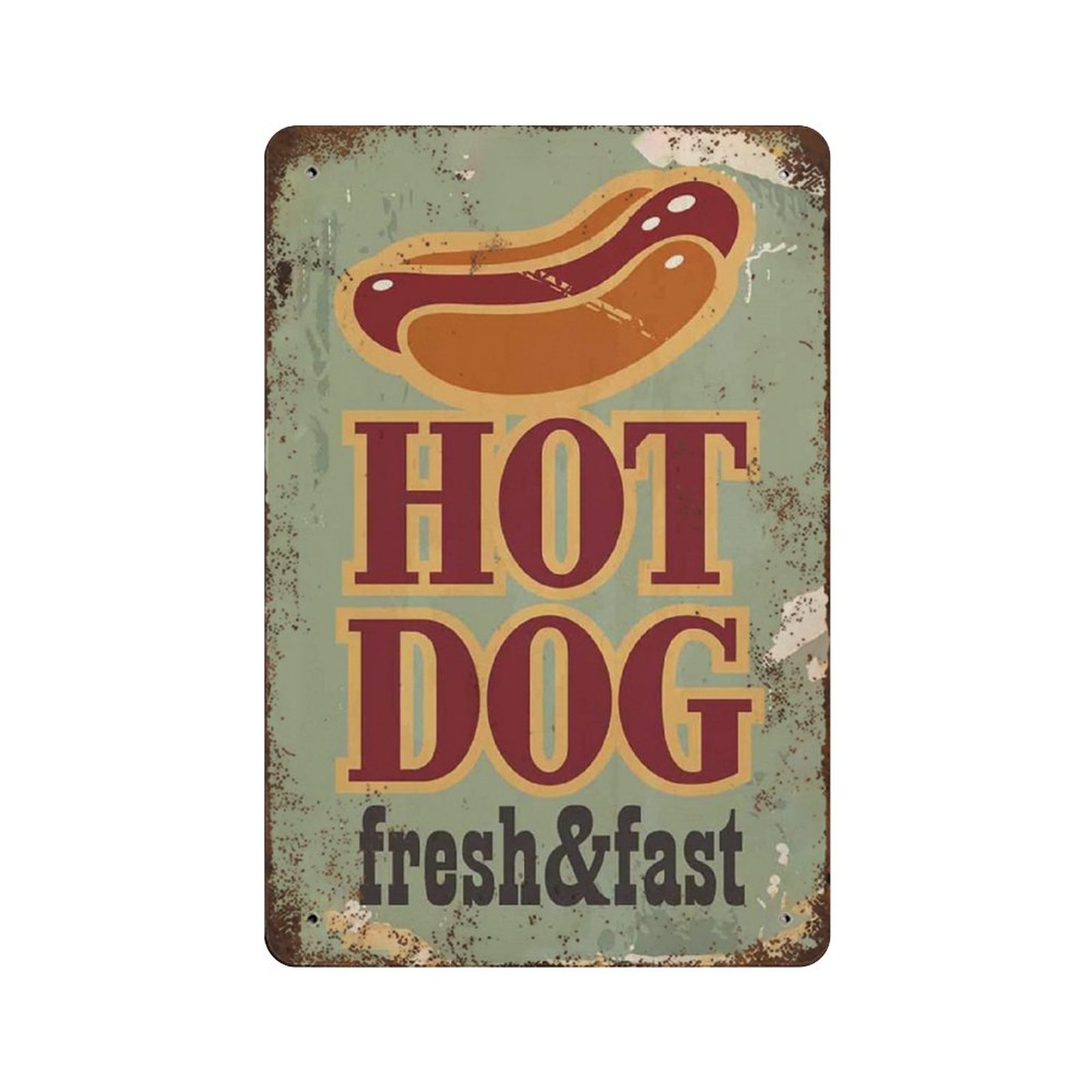 Hot Dog Tin Sign Vintage Tin tin sign of Fresh And Fast Hot Dog with ...