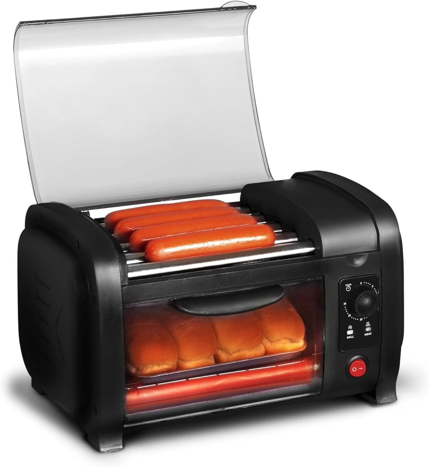 Hot Dog Toaster Oven, 30-Min Timer, Stainless Steel Heat Rollers Bake ...