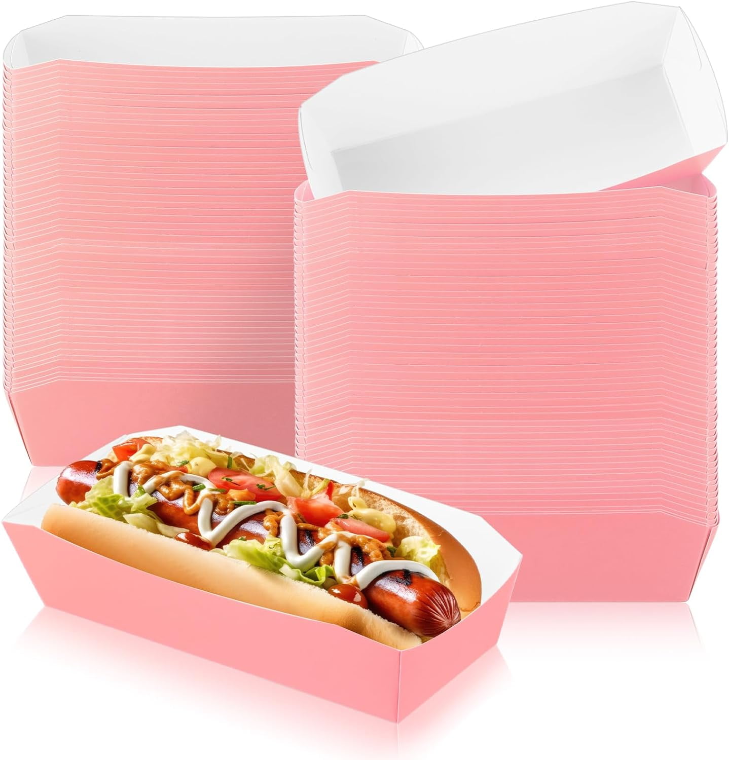 Hot Dog Tray, 100 Pcs 7" Disposable Paper Plate, Waterproof & Grease ...