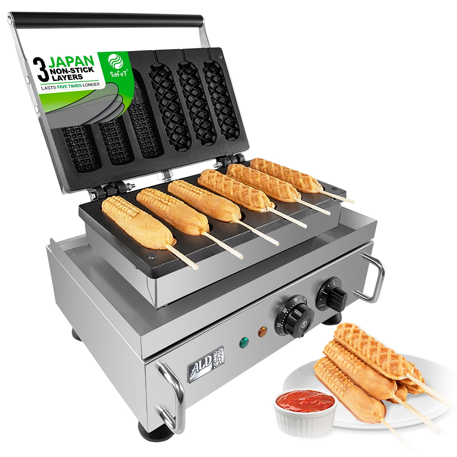 Hot Dog Waffle Maker Commercial 6 PCS French Hotdog molds 110v ...