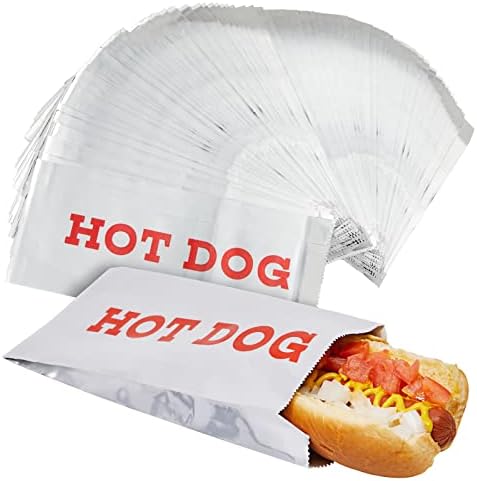 Hot Dog Wrappers - 3.7 x 9 in., Red & Silver, 200 Pack - Disposable ...