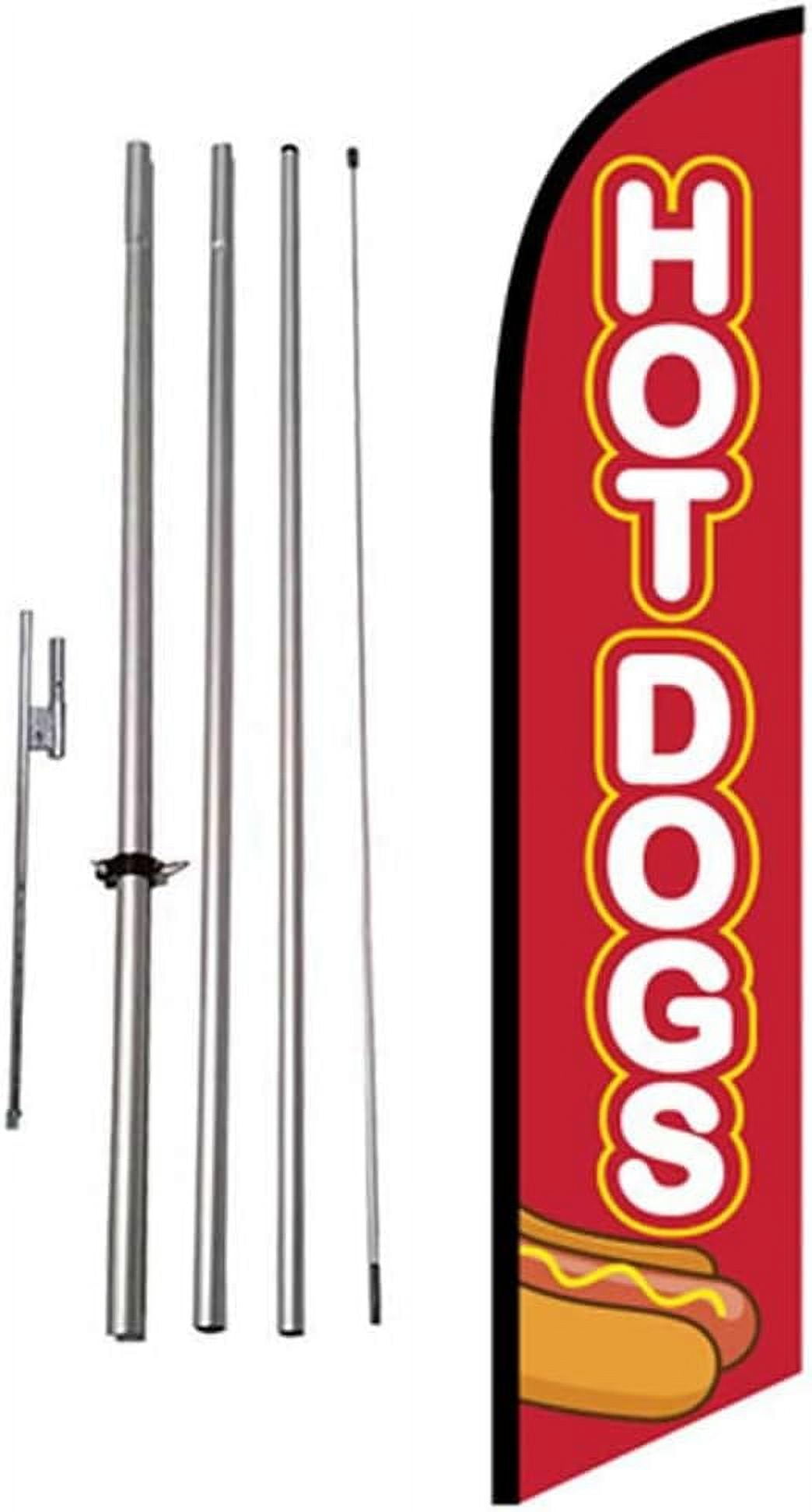 Hot Dogs Advertising Feather Banner Swooper Flag Sign with 15 foot Flag ...