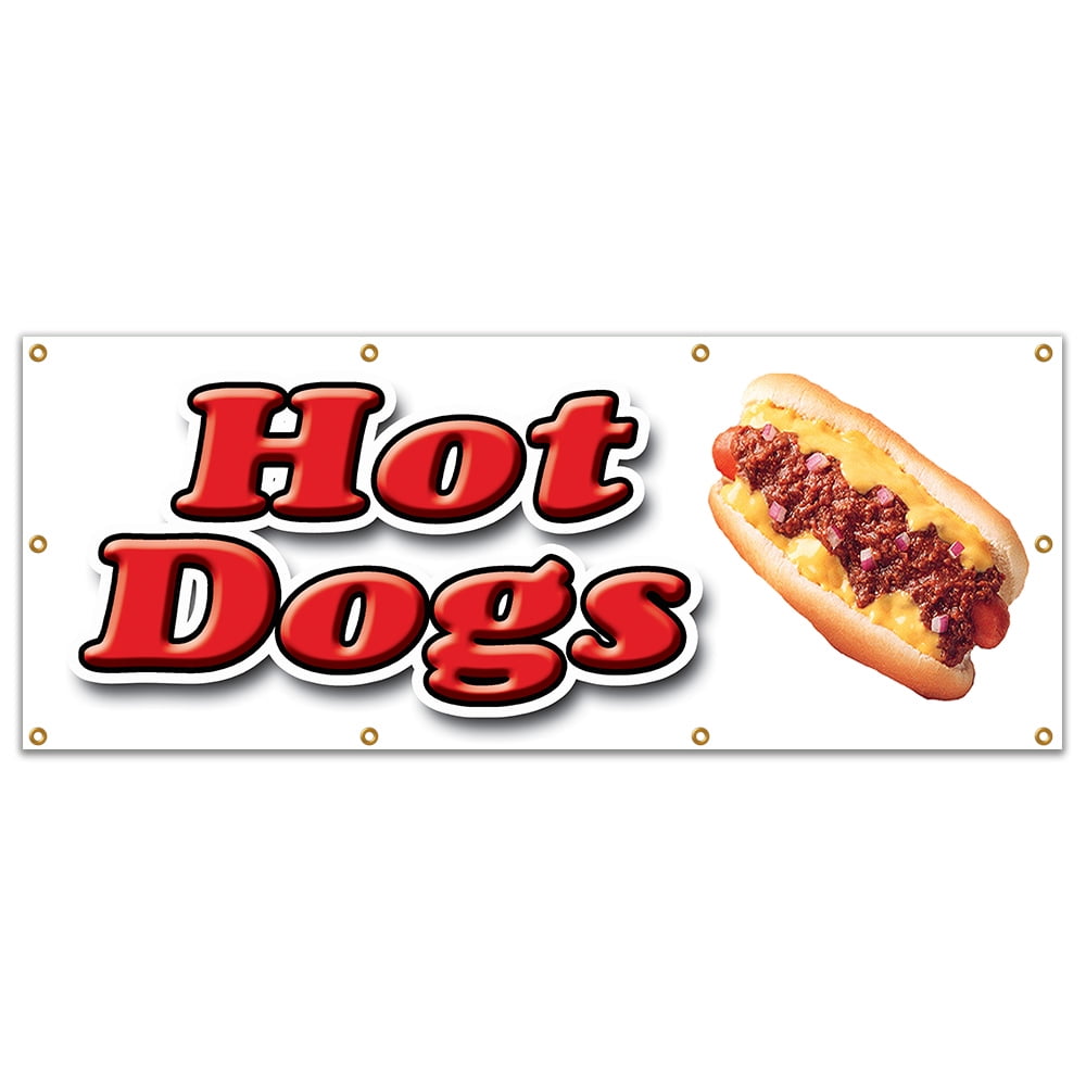 Hot Dogs Banner 36" X 96" Heavy Duty 13 Oz Vinyl Banners with Grommets ...