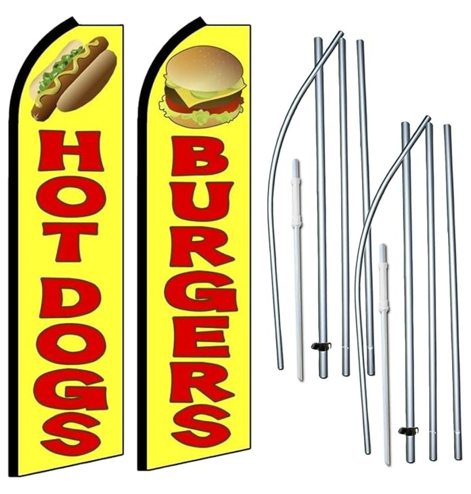 Hot Dogs/Burgers - 2 Pack of Swooper Flag Sets - Includes 2 Swooper ...