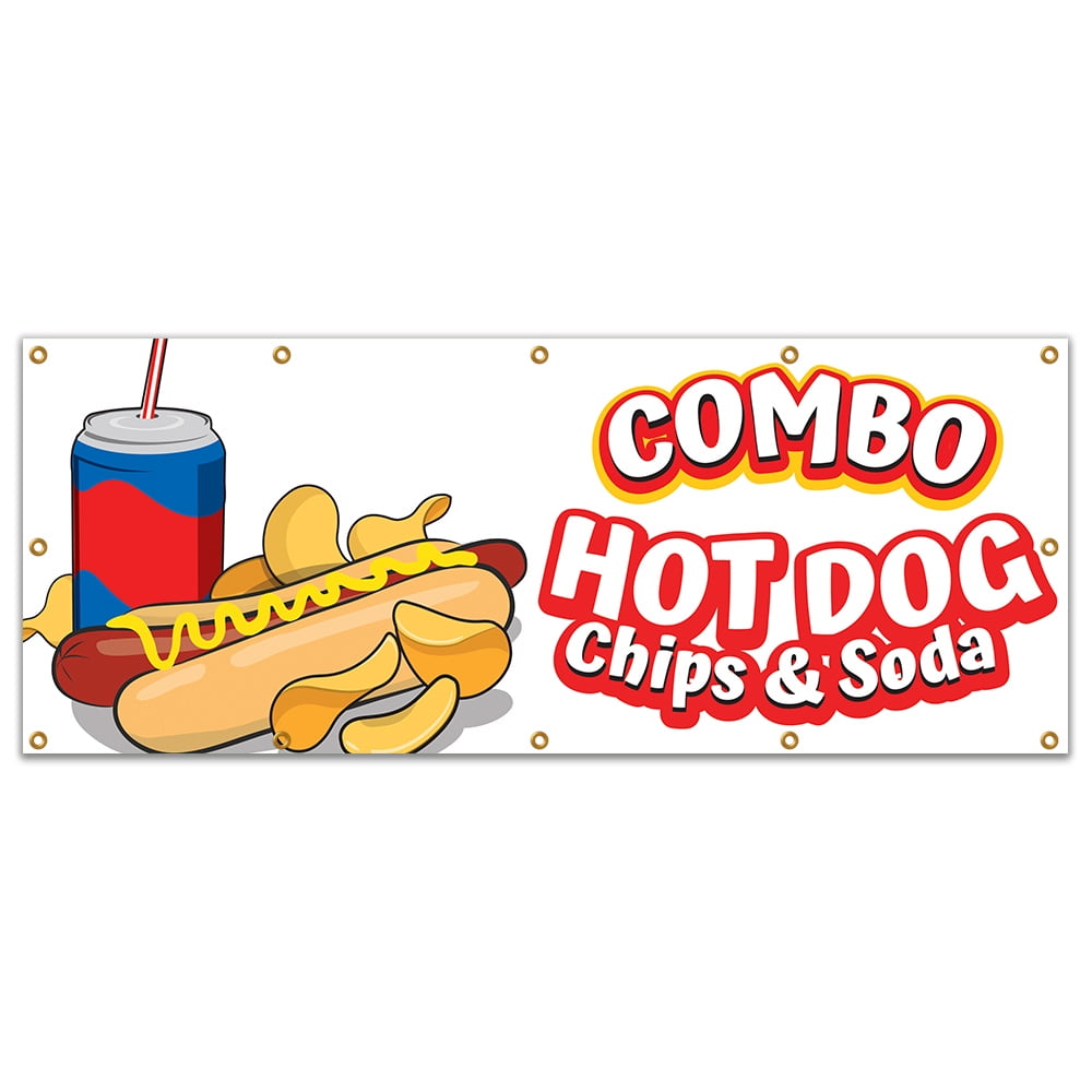Hot Dogs Chips And Soda Combo 120" Banner Concession Stand Food Truck ...