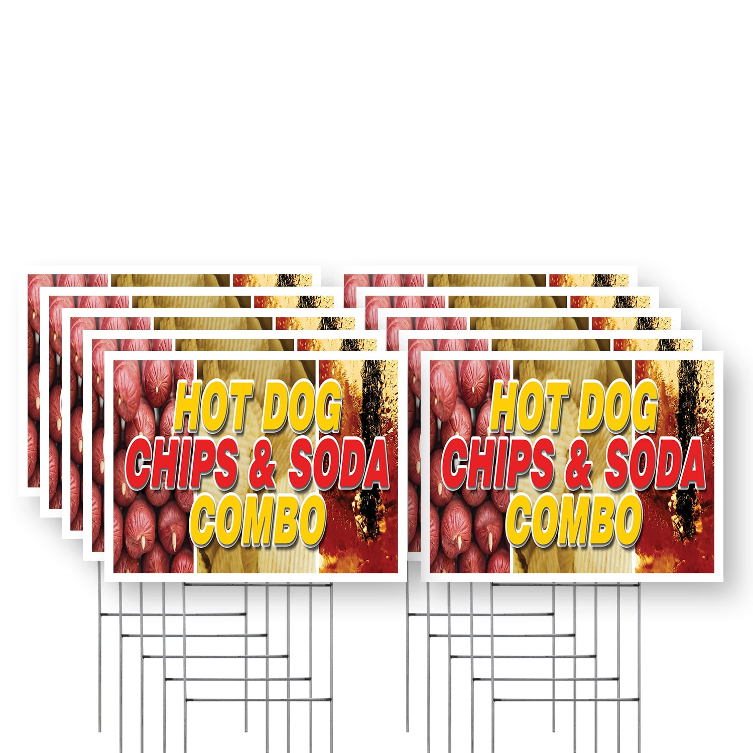 Hot Dogs Chips and Soda Combo Yard Sign 10 Pack of 18 Inch x 24 Inch ...
