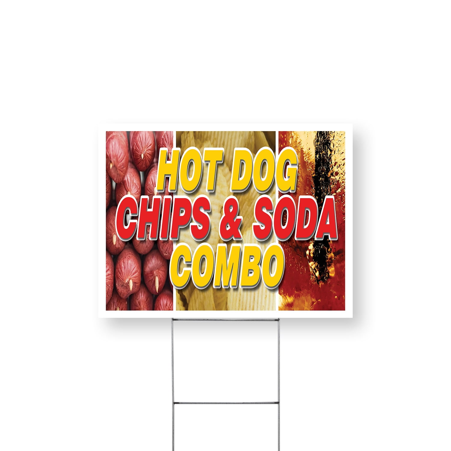 Hot Dogs Chips and Soda Combo Yard Sign 12 Inch x 16 Inch Double Sided ...