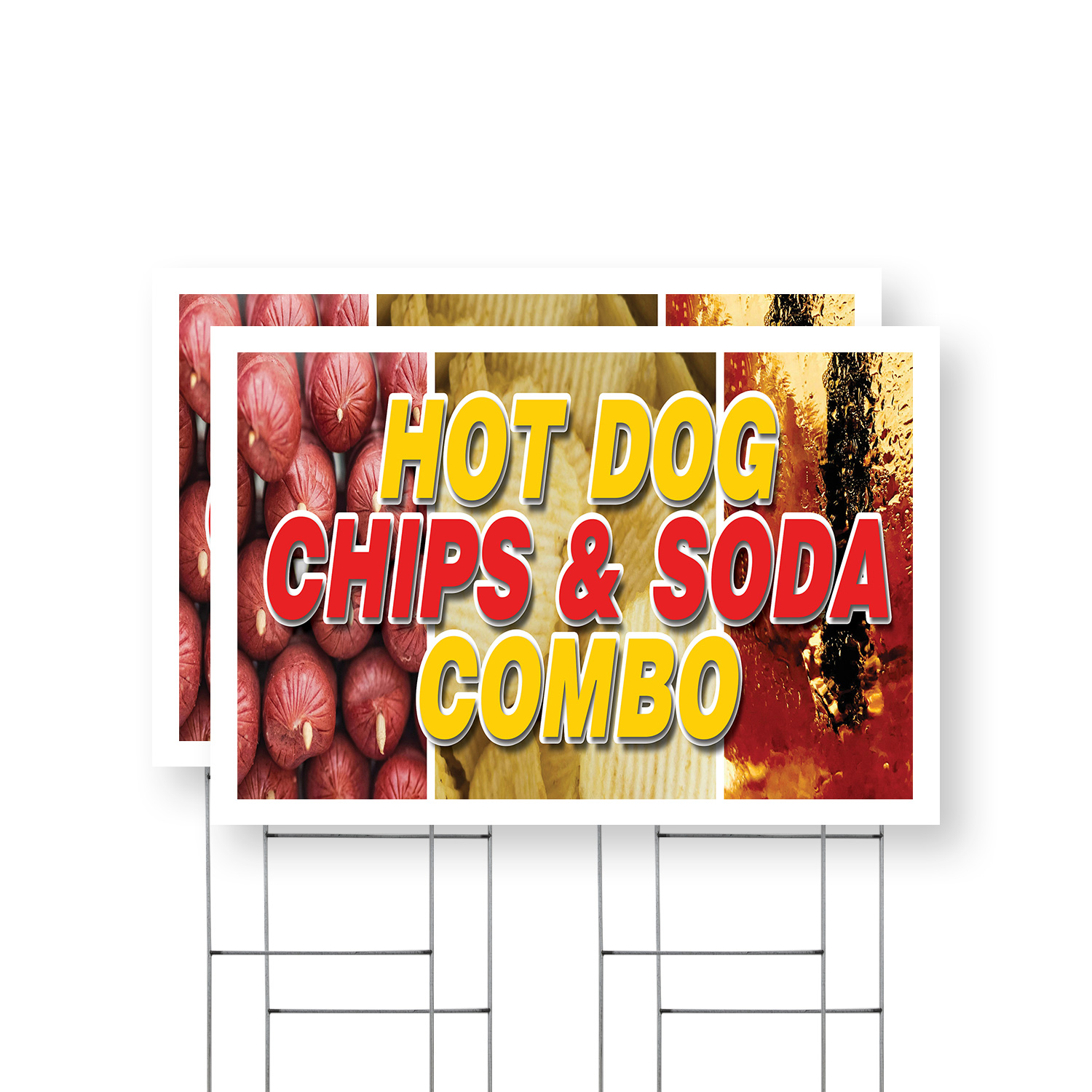 Hot Dogs Chips and Soda Combo Yard Sign 2 Pack of 24 Inch x 36 Inch ...