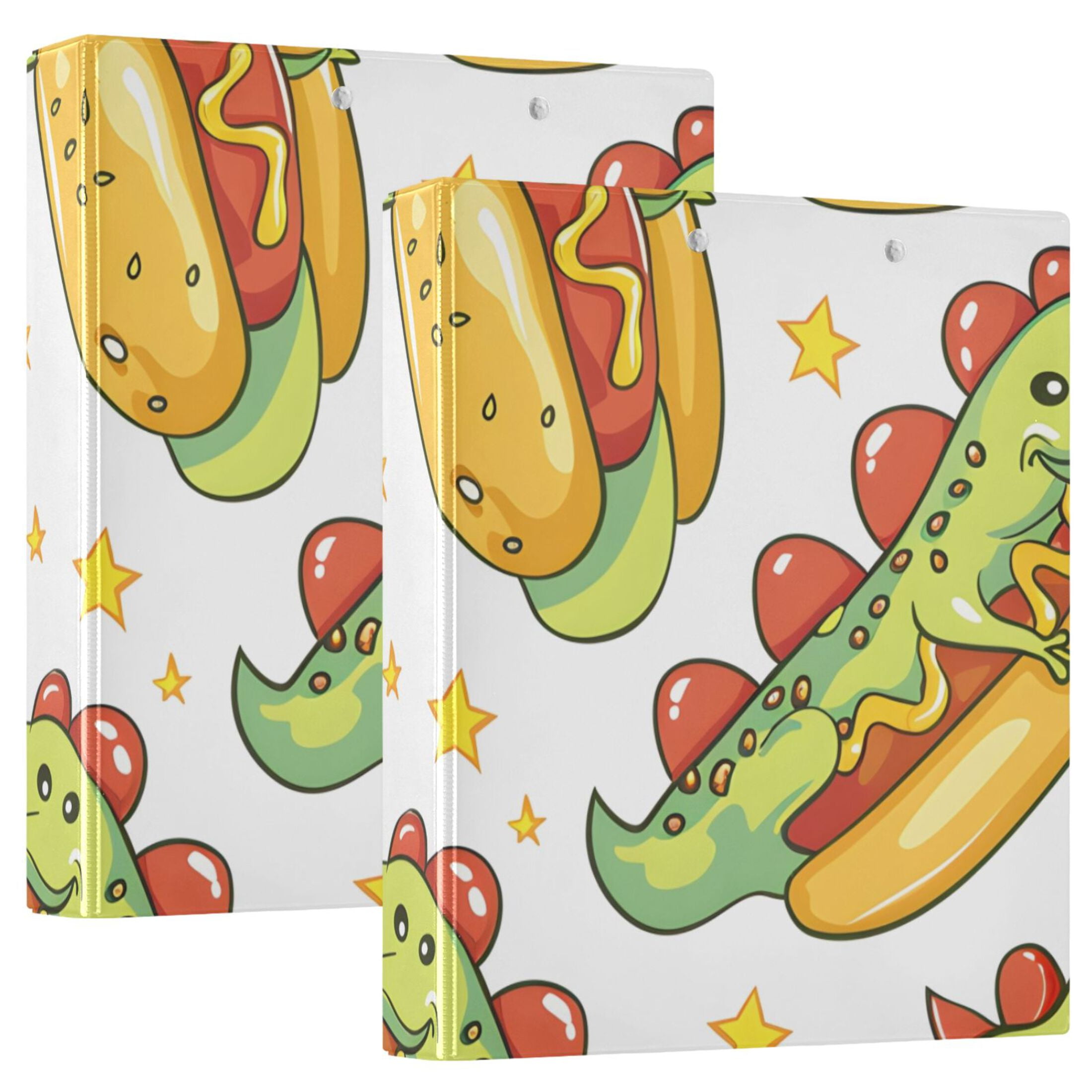 Hot Dogs Dragons 3 Ring Binders 1.5 inch Hardcover File Folders with ...
