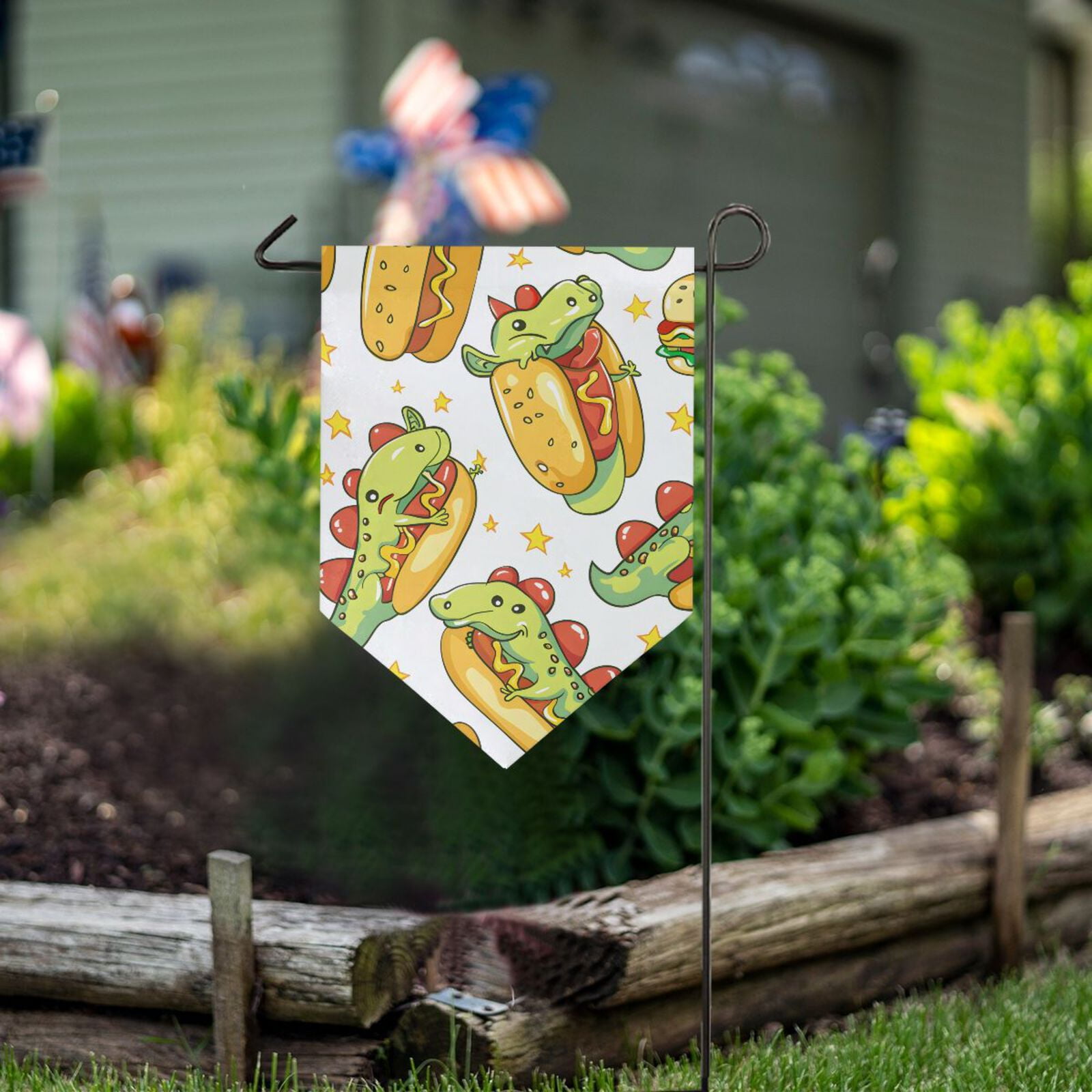 Hot Dogs Dragons Garden Flag 18" x 12.5" Double Sided Yard Lawn Outdoor ...