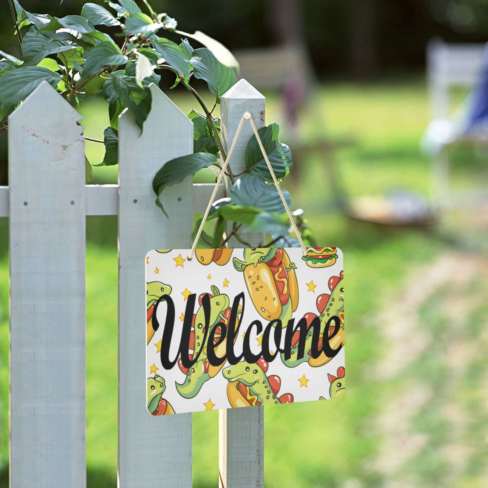 Hot Dogs Dragons Welcome Sign for Front Door Porch Wreath Door Sign ...