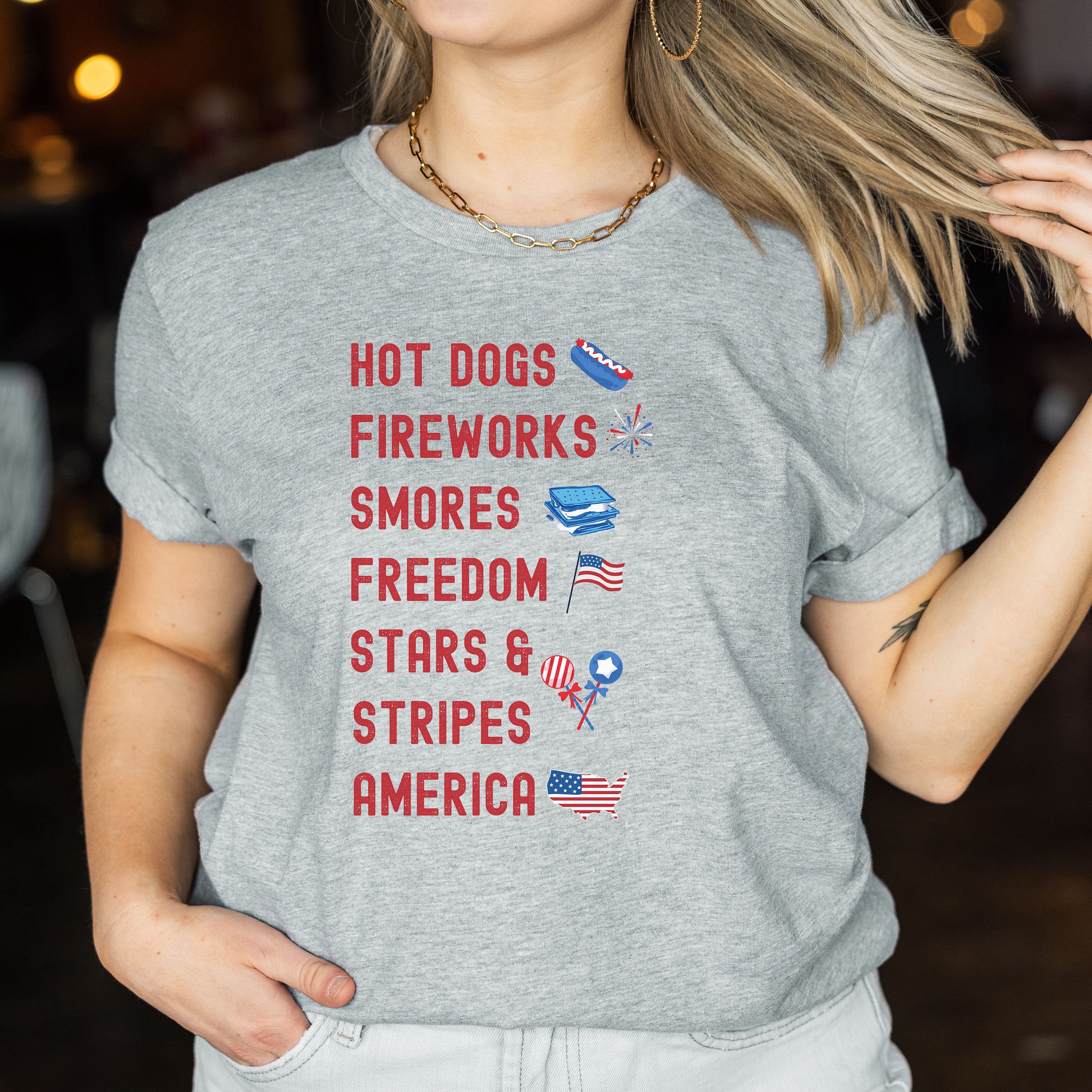 Hot Dogs Fireworks Smores Stars & Stripes America Shirt, Independence ...