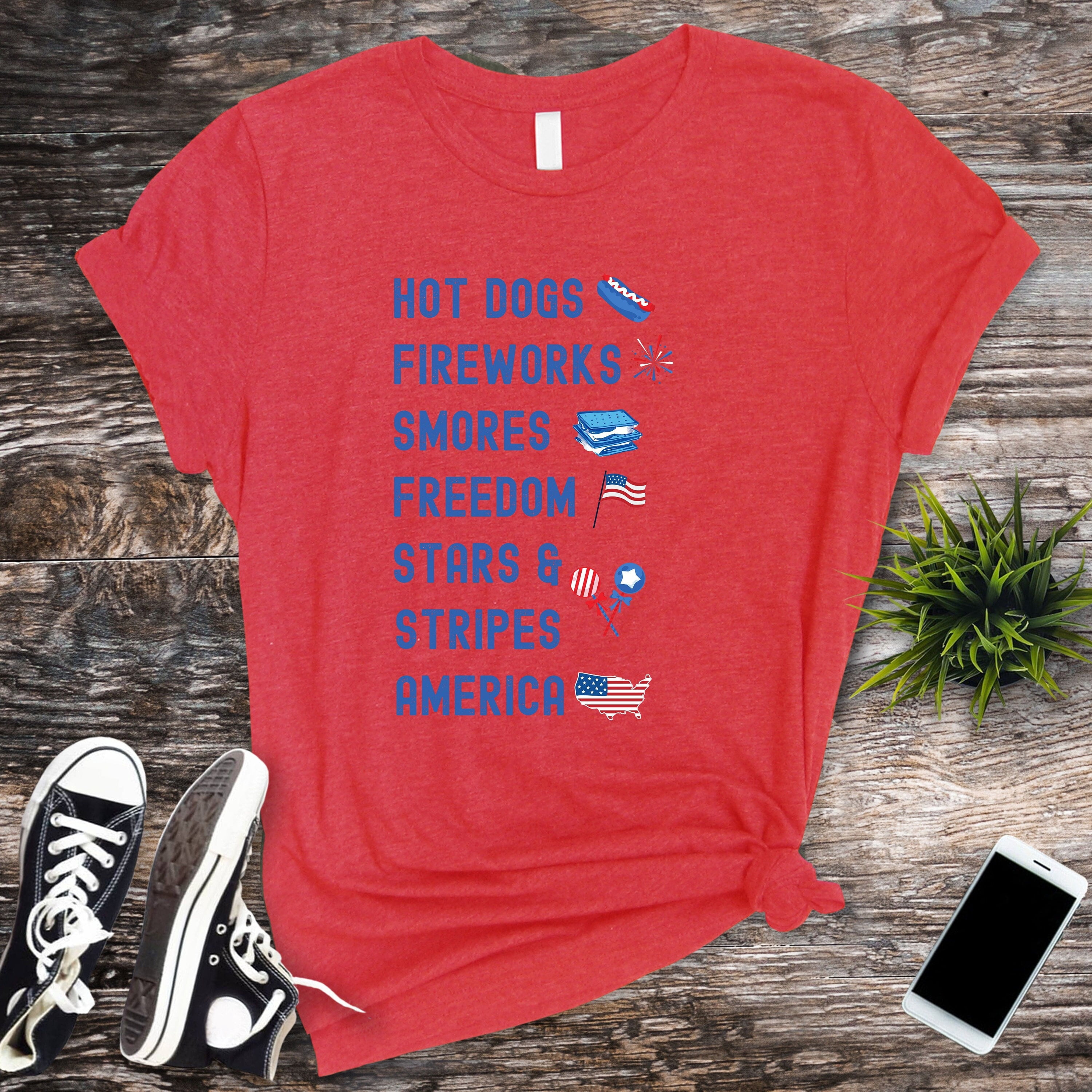 Hot Dogs Fireworks Smores Stars & Stripes America Shirt, Independence ...