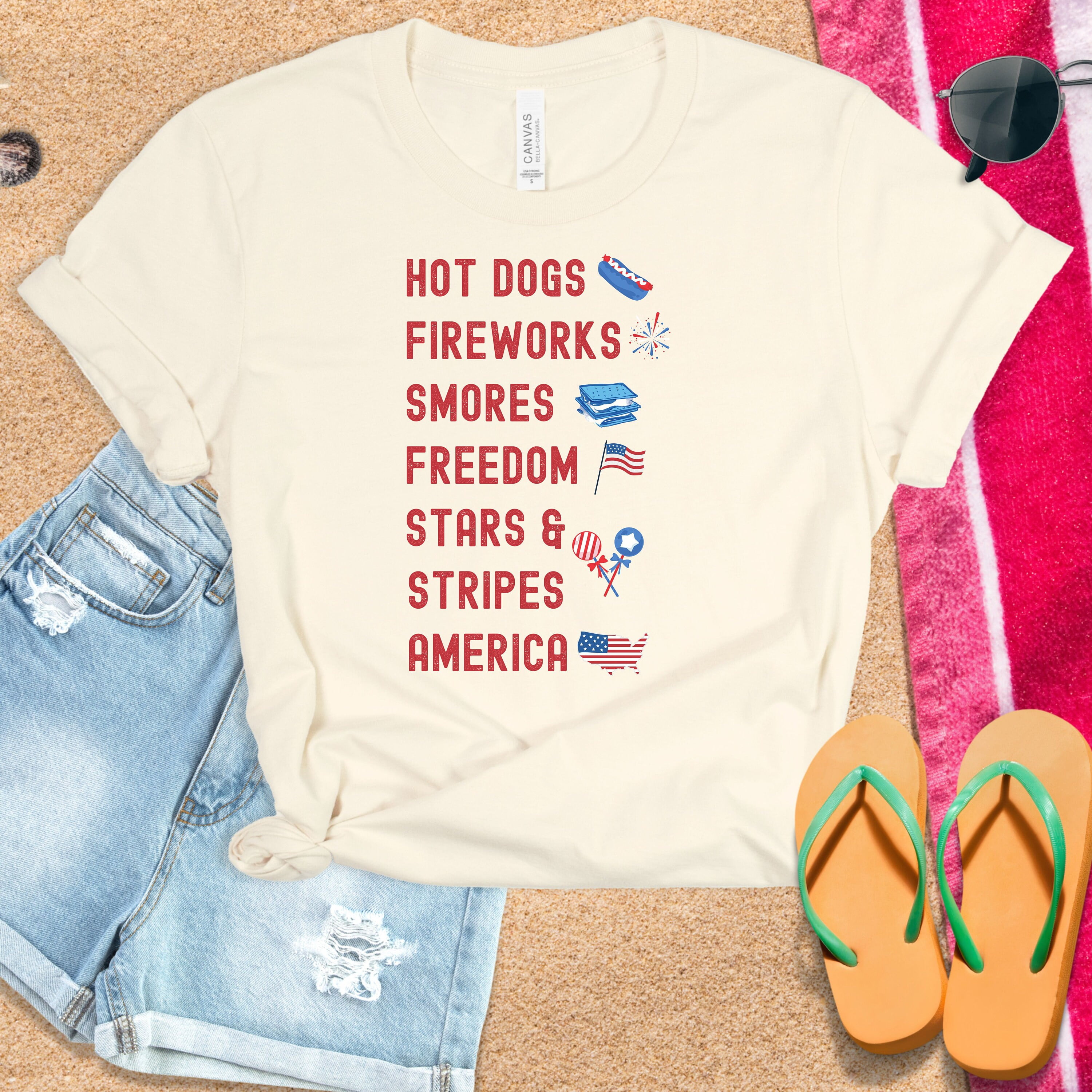 Hot Dogs Fireworks Smores Stars & Stripes America Shirt, Independence ...