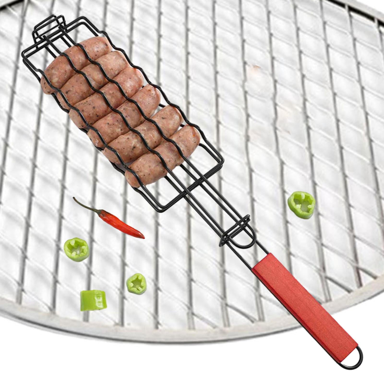 Hot Dogs Grilling Basket, Metal Barbecue Sausage Rack, Nonstick Grill ...