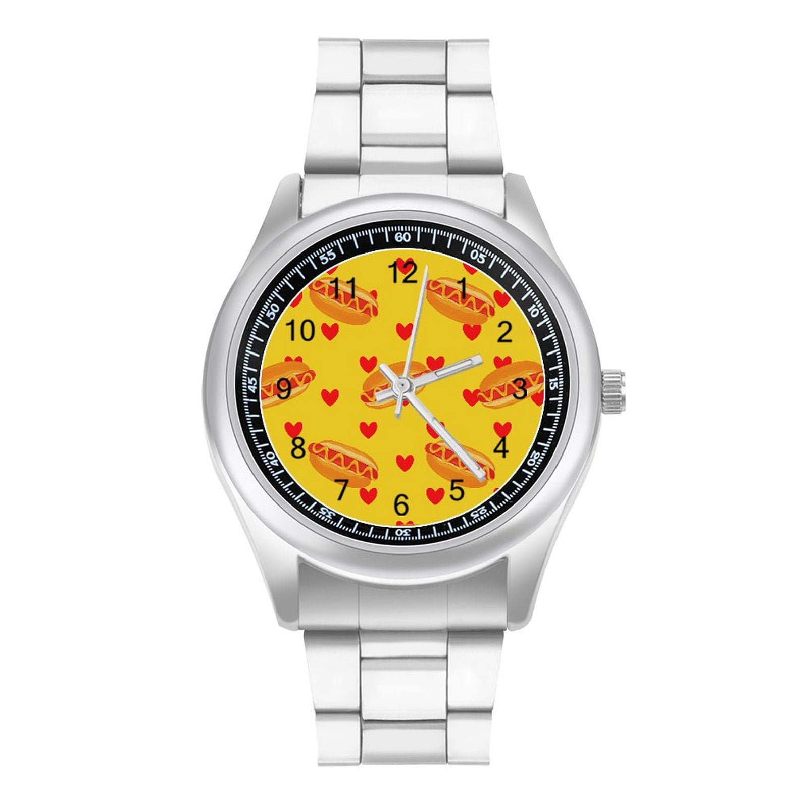 Hot Dogs, Hearts, Yellow Wrist Watches for Men Metal Band Watch Fashion ...