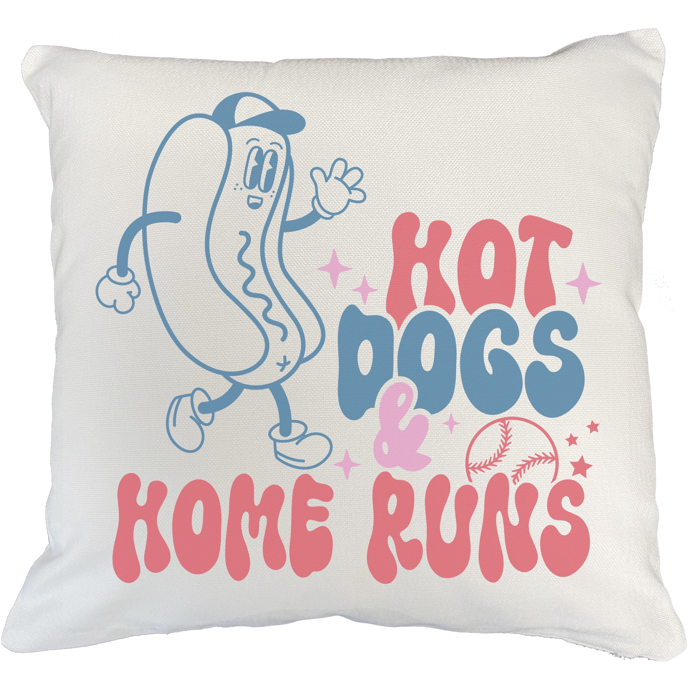 Hot Dogs & Home Runs, Baseball Art Merch Gift, White Pillow Case 20X20 ...