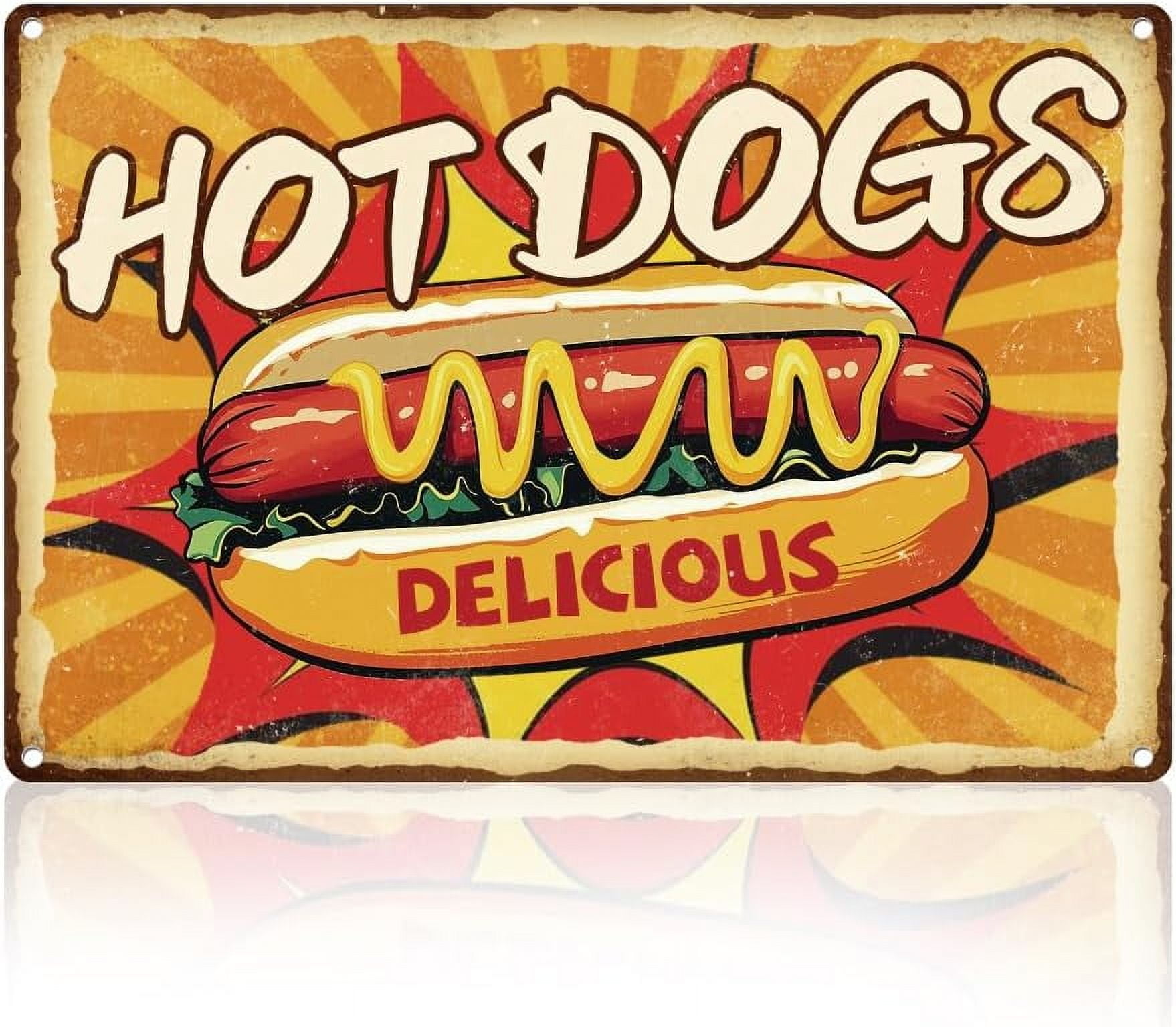 Hot Dogs Kitchen Sign Wall Decor Fast Food Delicious Restaurant Metal ...