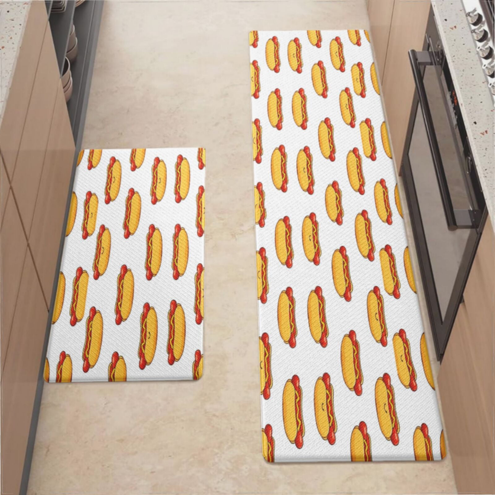 Hot Dogs Party! Pvc Kitchen Mat Runner 2 Pieces Non Slip Washable ...