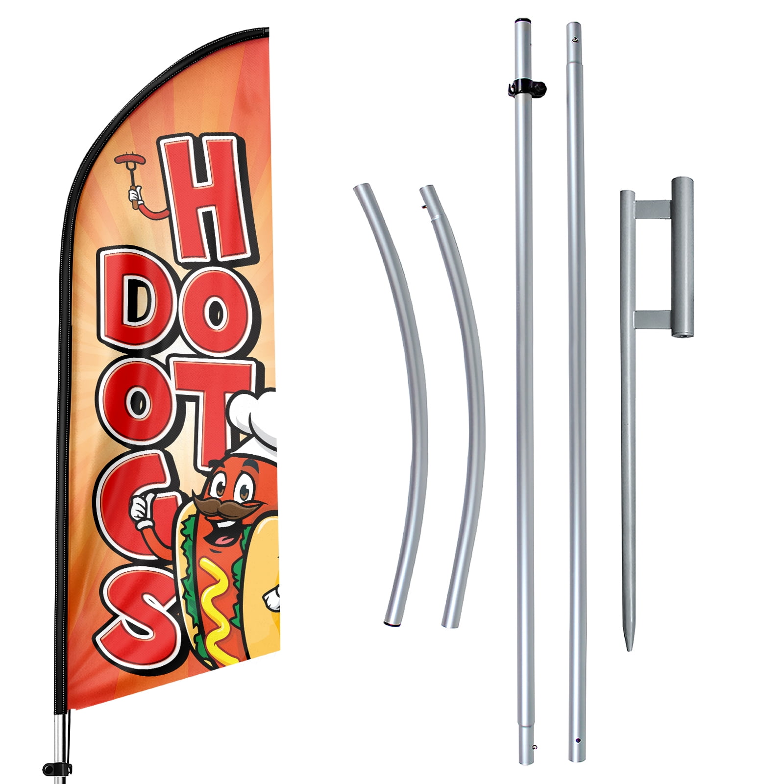 Hot Dogs Sign Feather Flag with Pole Kit,11ft Hot Dogs Decoration ...