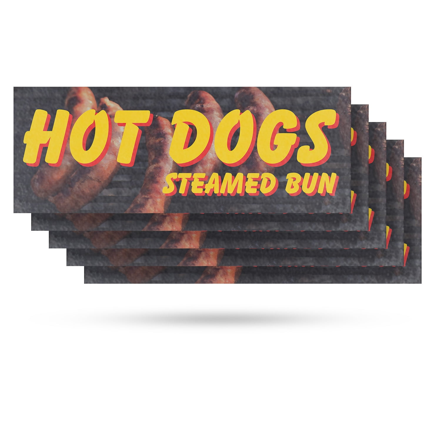 Hot Dogs Steamed Bun Vinyl Decal 5 Pack of 12 Inch x 5 Inch ...