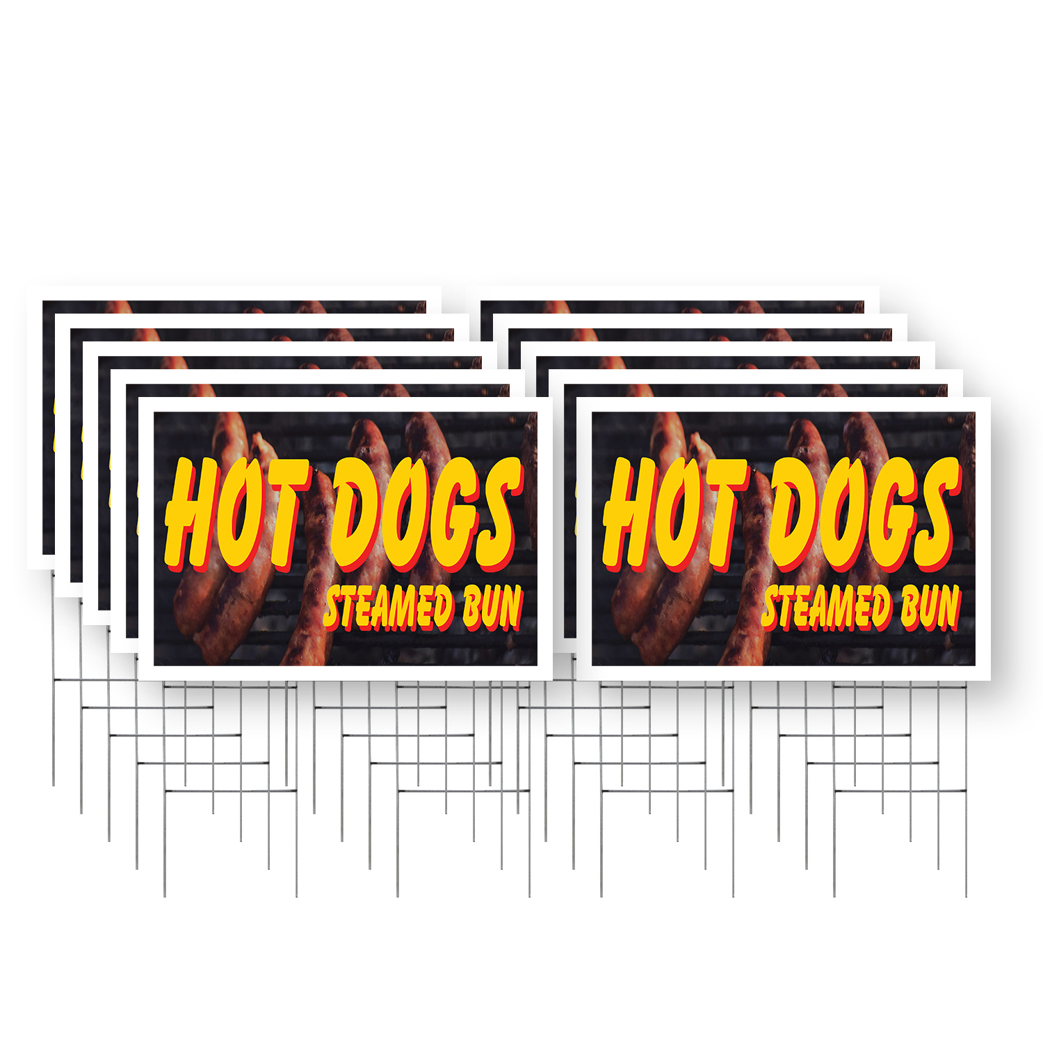 Hot Dogs Steamed Bun Yard Sign 10 Pack of 24 Inch x 36 Inch Single ...