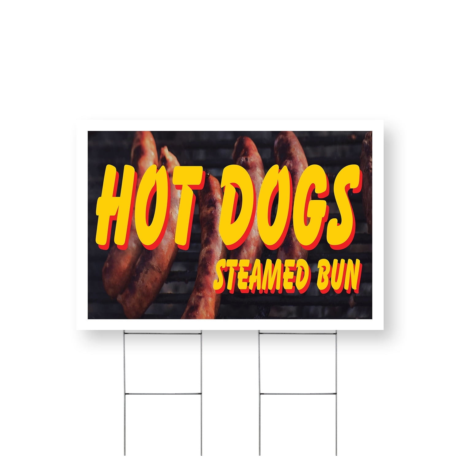 Hot Dogs Steamed Bun Yard Sign 24 Inch x 36 Inch Single Sided ...