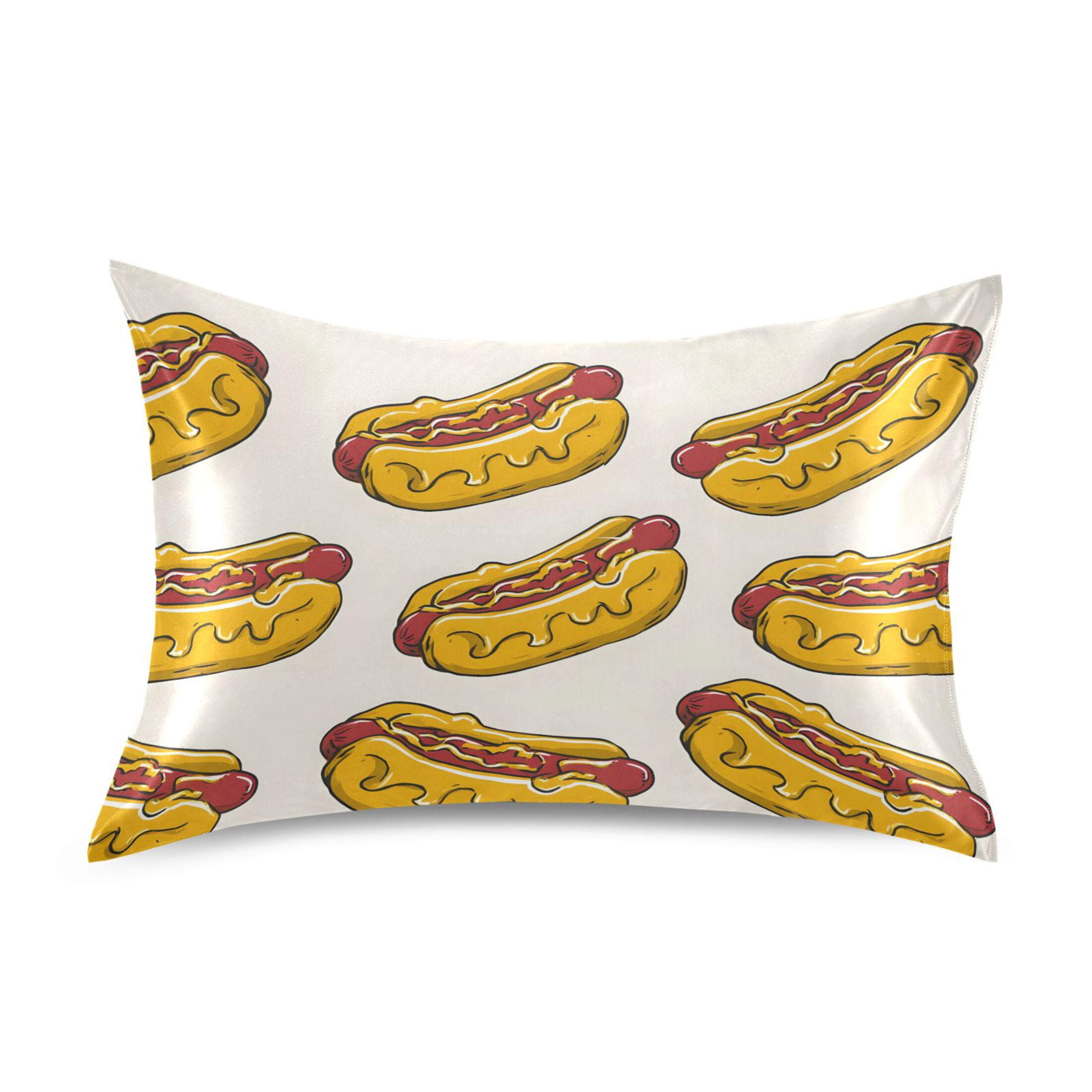 Hot Dogs with Mustar Pattern Queen Size Satin Pillowcase 30''x20 ...