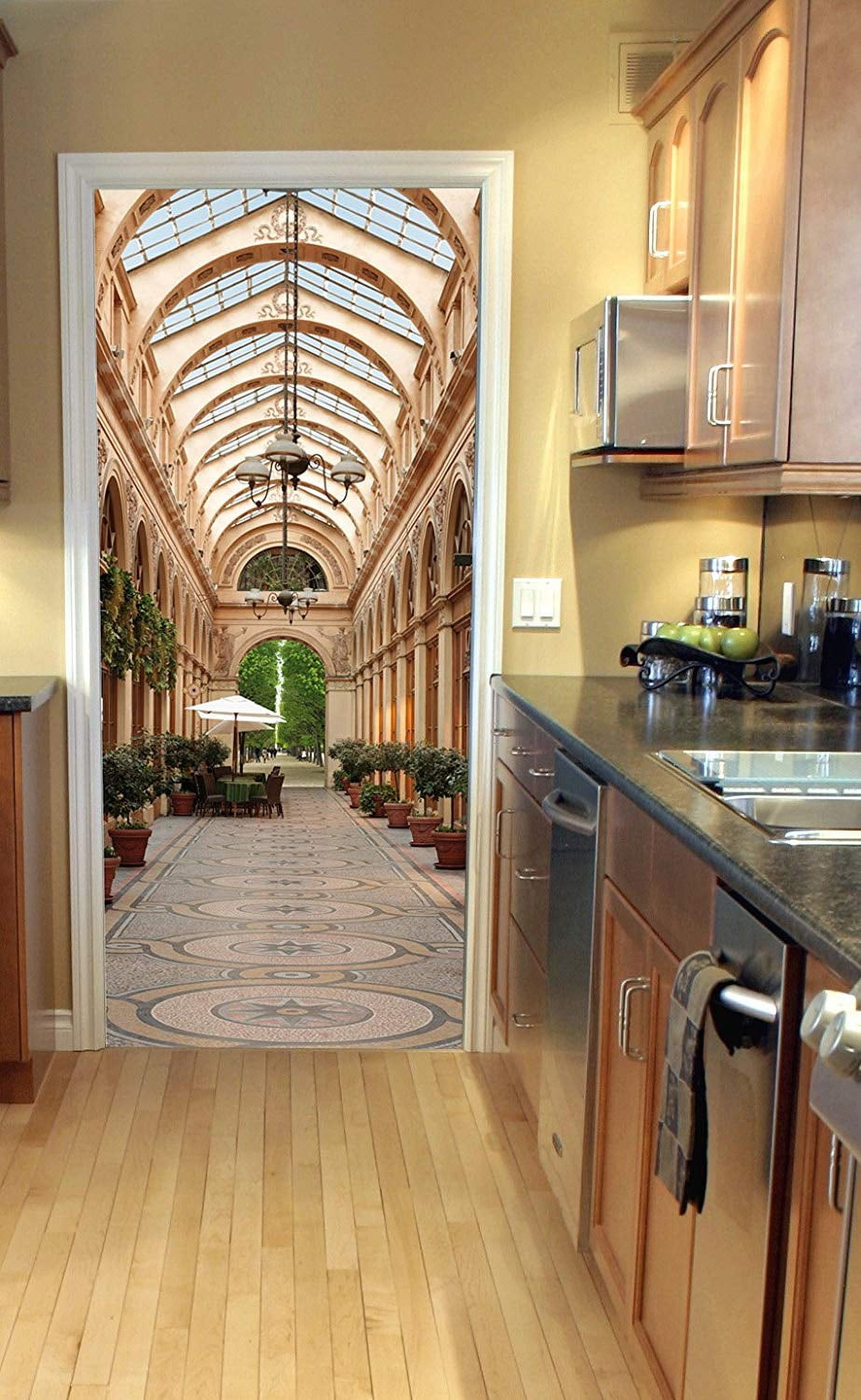 Hot Door Mural Building Garden Wall Door Sticker DIY Self-adhesive ...