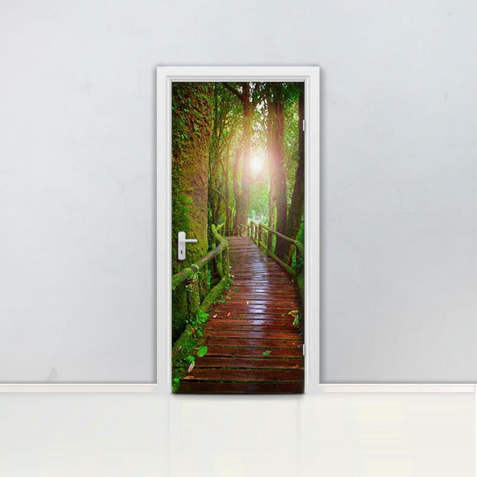 Hot Door Mural Fresh Forest Door Sticker DIY Self-adhesive Waterproof ...