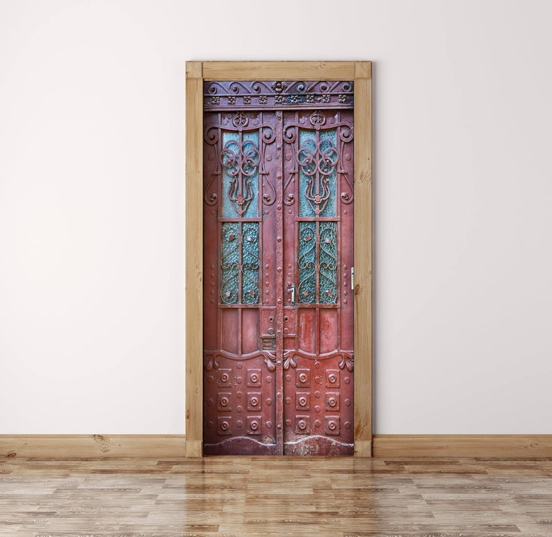 Hot Door Mural Vintage Gate Wall Door Sticker DIY Self-adhesive ...