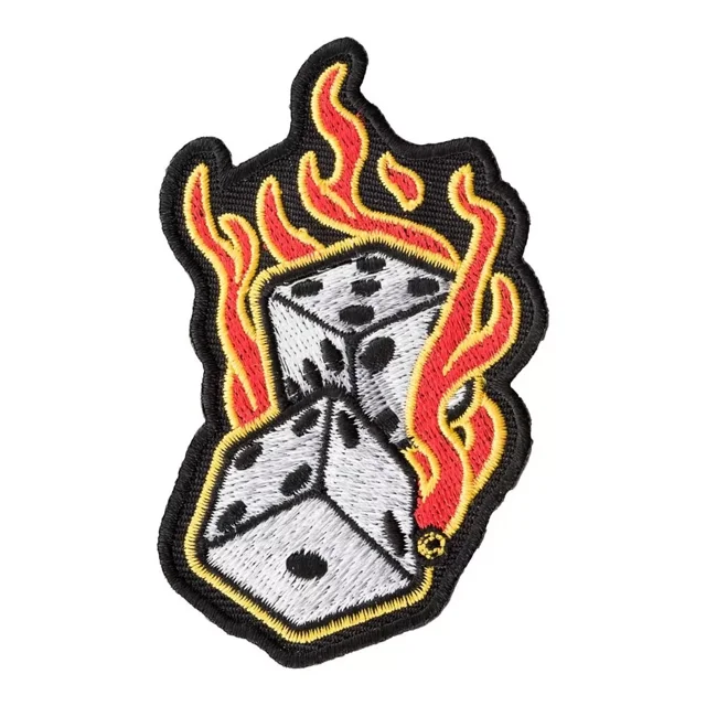 Hot Flaming Yellow, Red, Dice Craps Patch, Casino Gambling Patches ...