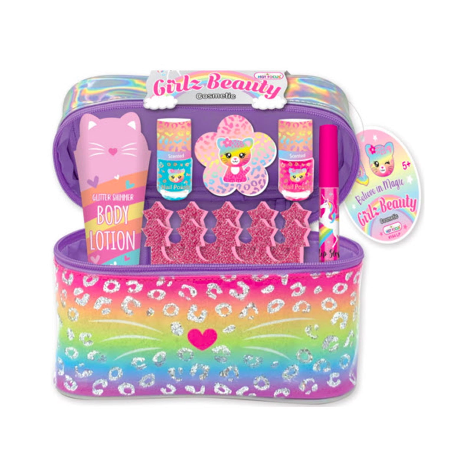 Hot Focus Girlz Beauty Cosmetic Bag Leopard Set - Walmart.com