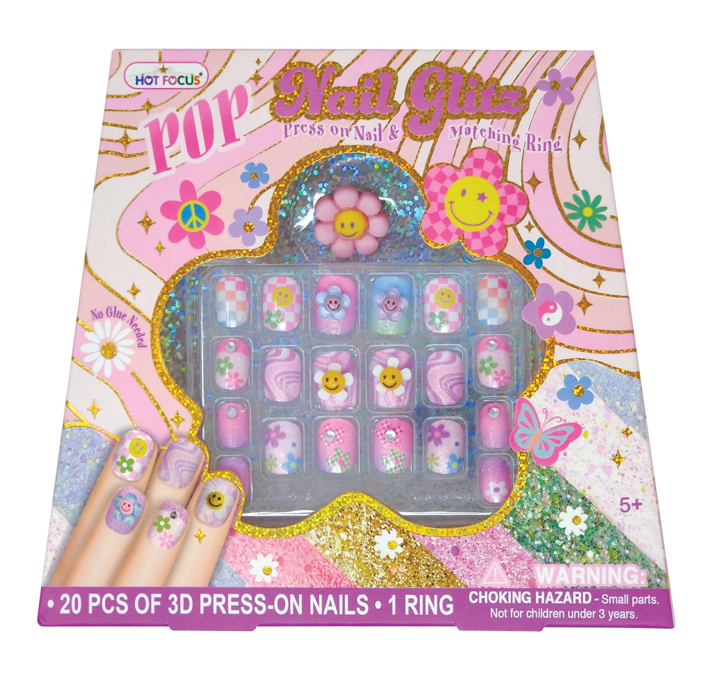 Hot Focus, Inc. - Pop Nail Glitz, Groovy Flower - Walmart.com
